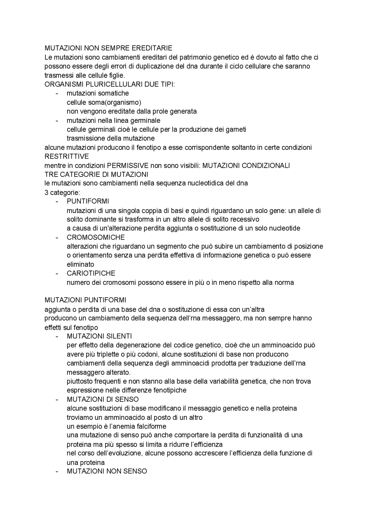 Le Mutazioni Genetiche Docsity