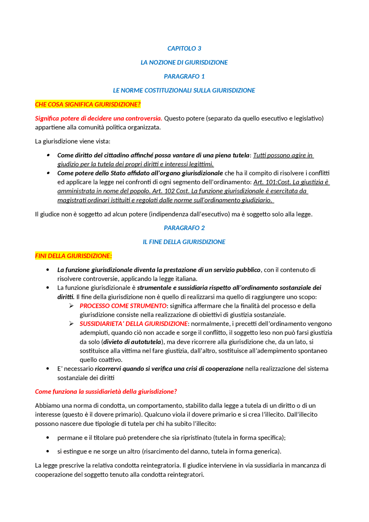 Procedura E Giurisdizione Docsity