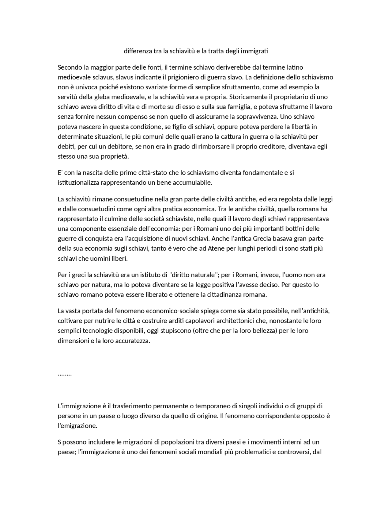 Appunti Sugli Schiavi Docsity