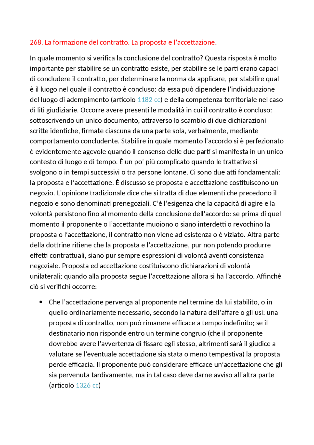 Le trattative e la conclusione del contratto - Docsity