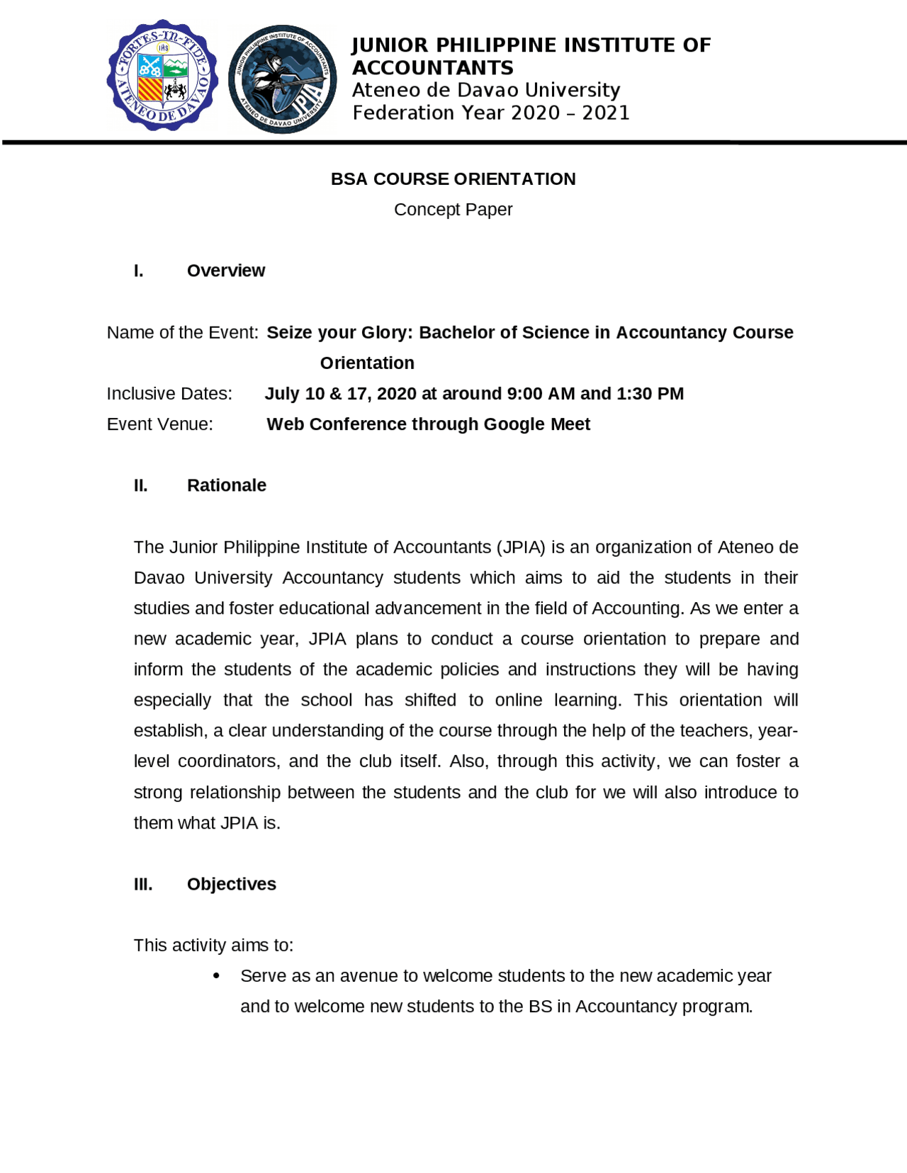 Concept Paper Orientation (Sample) - Docsity