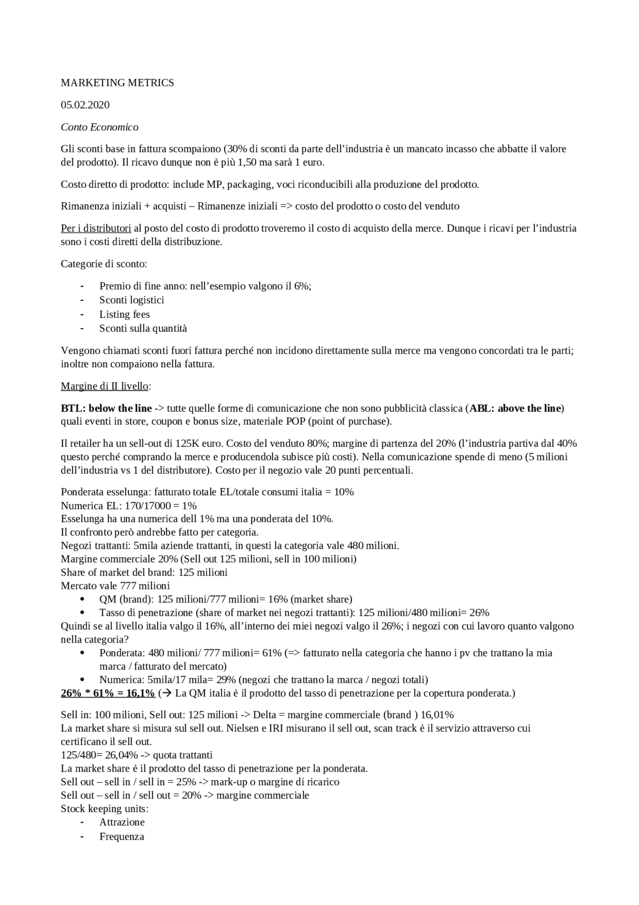 Mod Marketing Metrics Docsity
