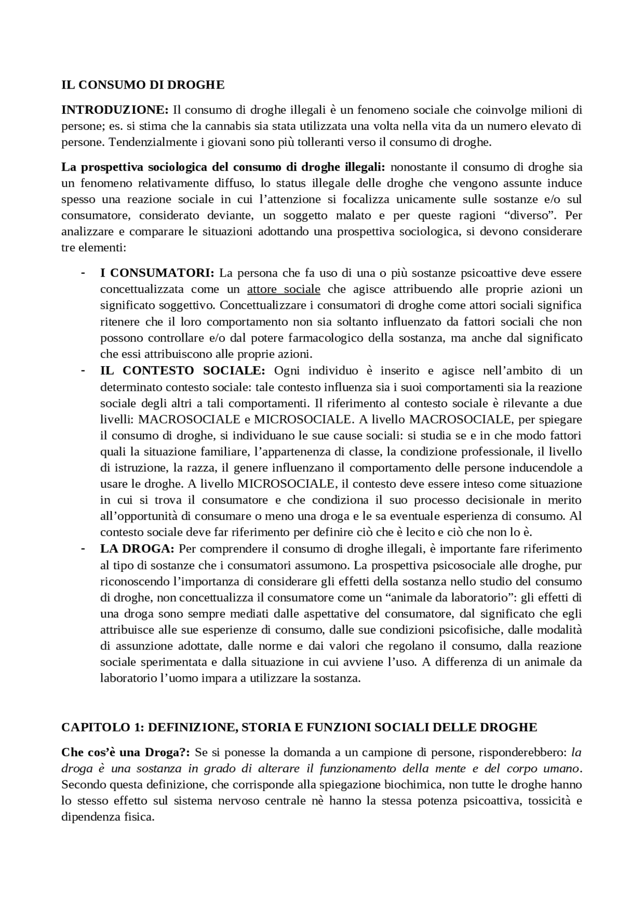 Il Consumo Di Droghe Docsity