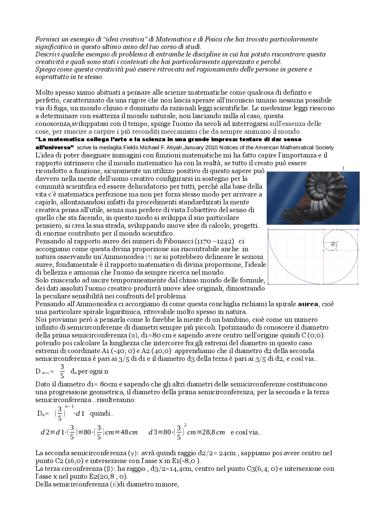 Prova Di Esame Di Matematica Docsity