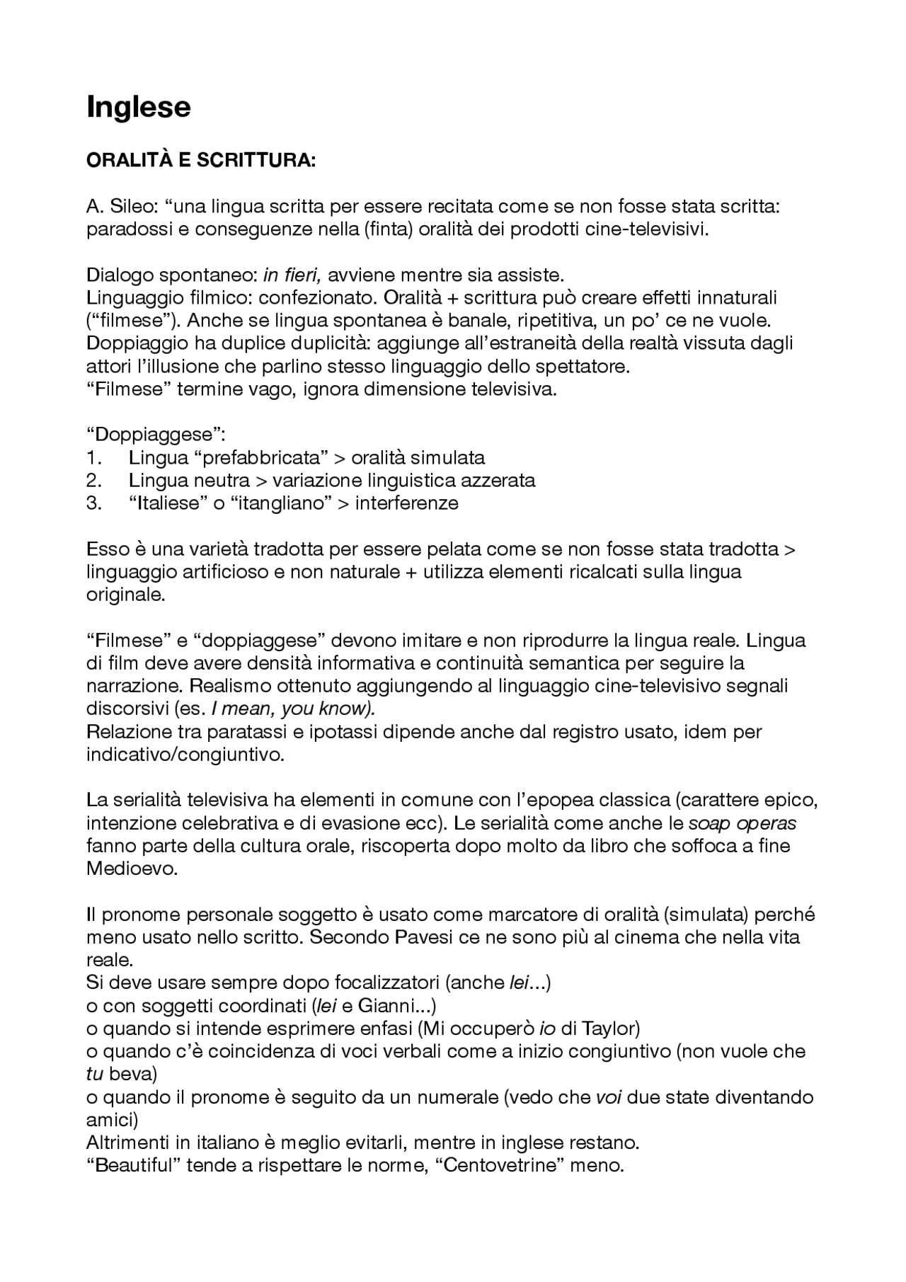 Doppiaggese, simil sync Angela Sileo lingua inglese - Docsity