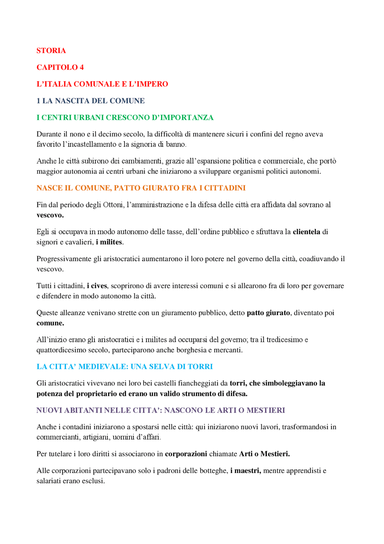 Appunti Storia Comuni E Impero Docsity