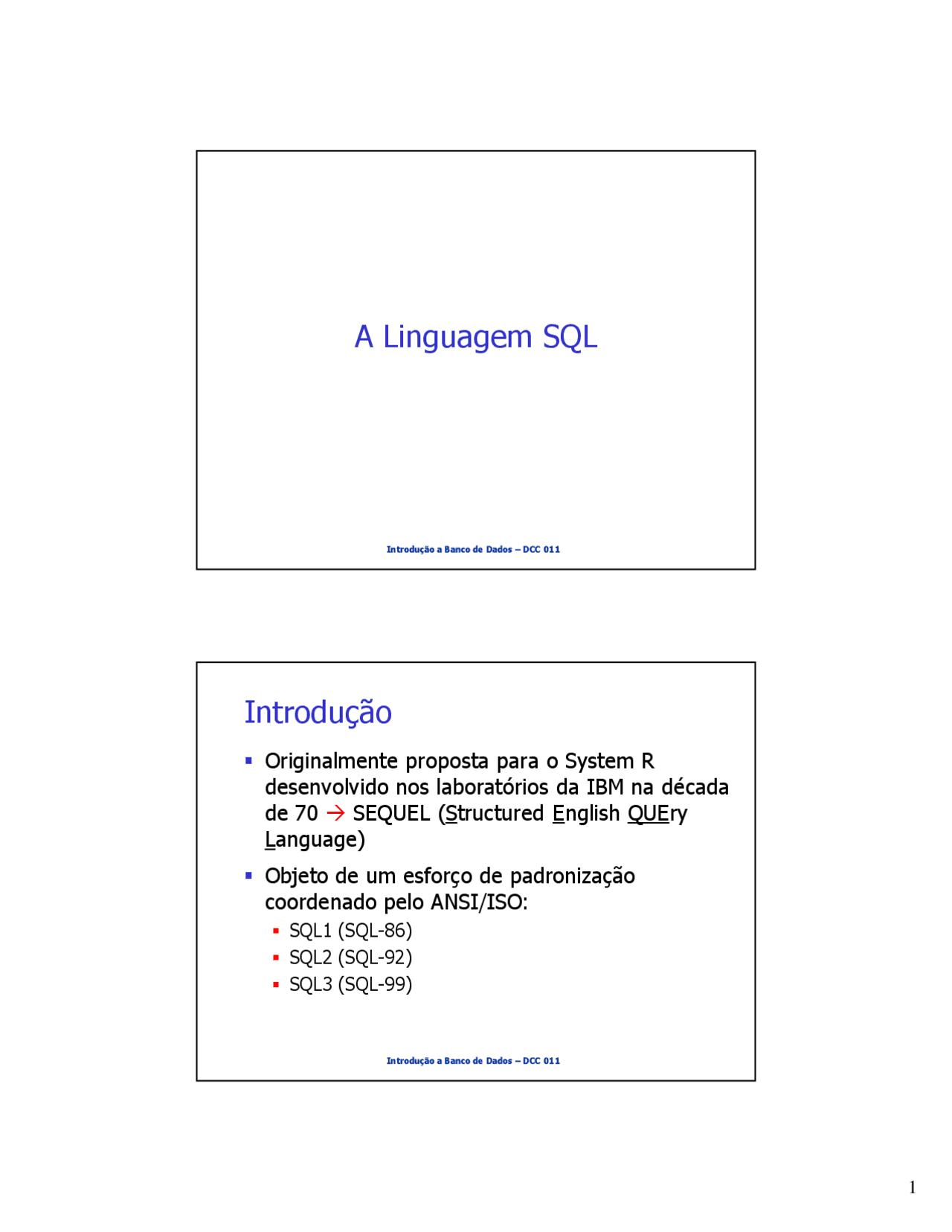 Linguagem Sql Introdução Ao Banco De Dados Docsity
