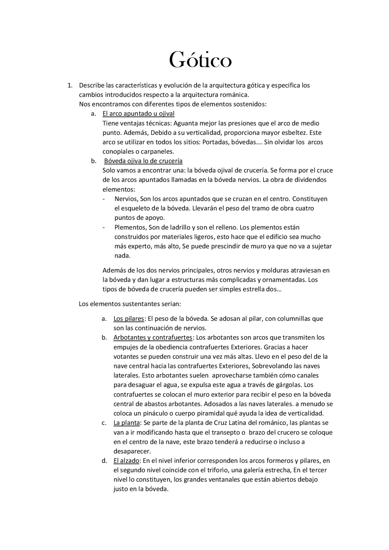 Apuntes del Gótico 2º bach - Docsity