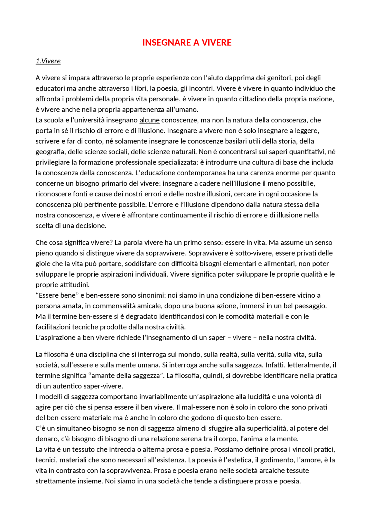 Insegnare A Vivere Morin Docsity