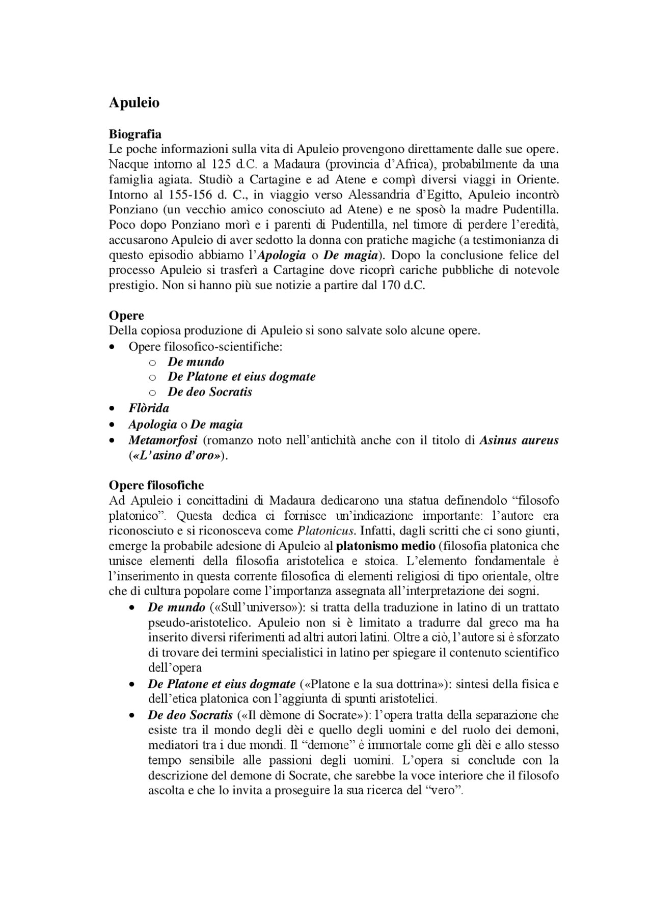Apuleio Vita E Opere Docsity