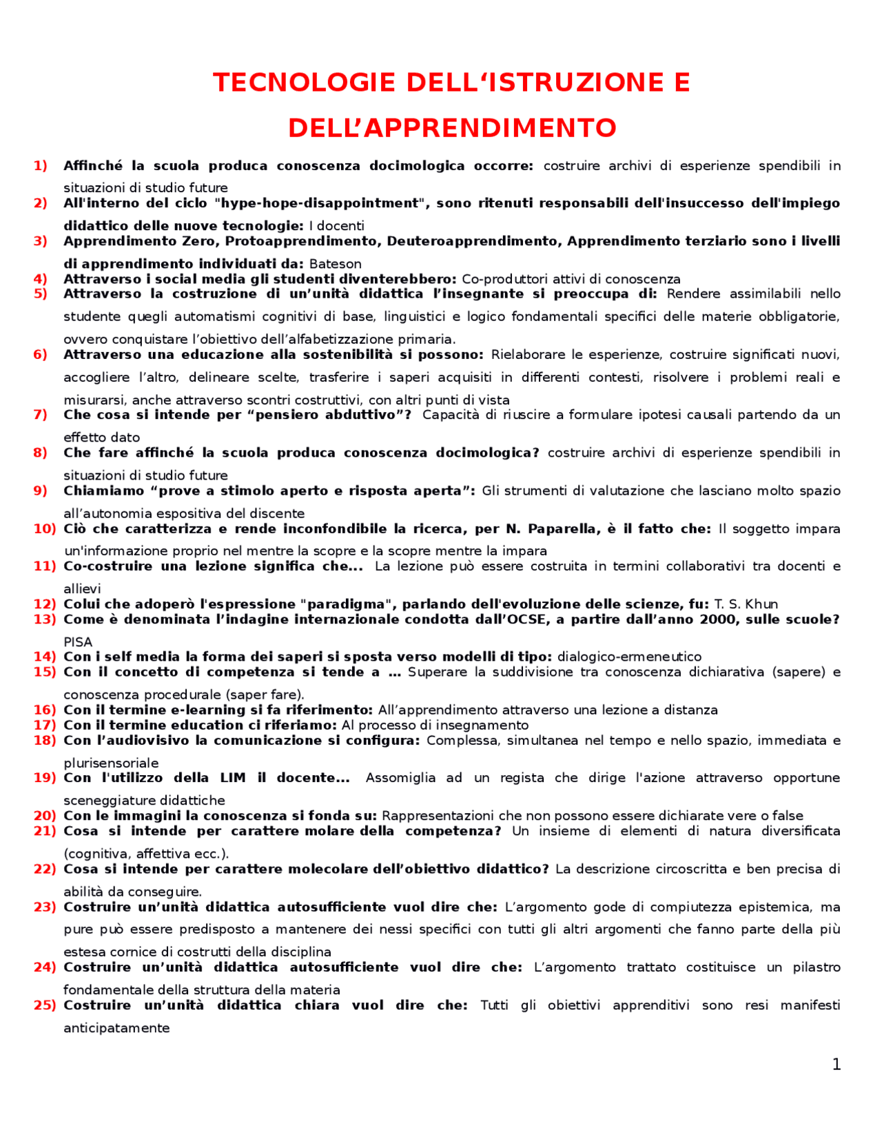 24 Cfu Tutte Le Materie Domande E Risposte Complete Docsity