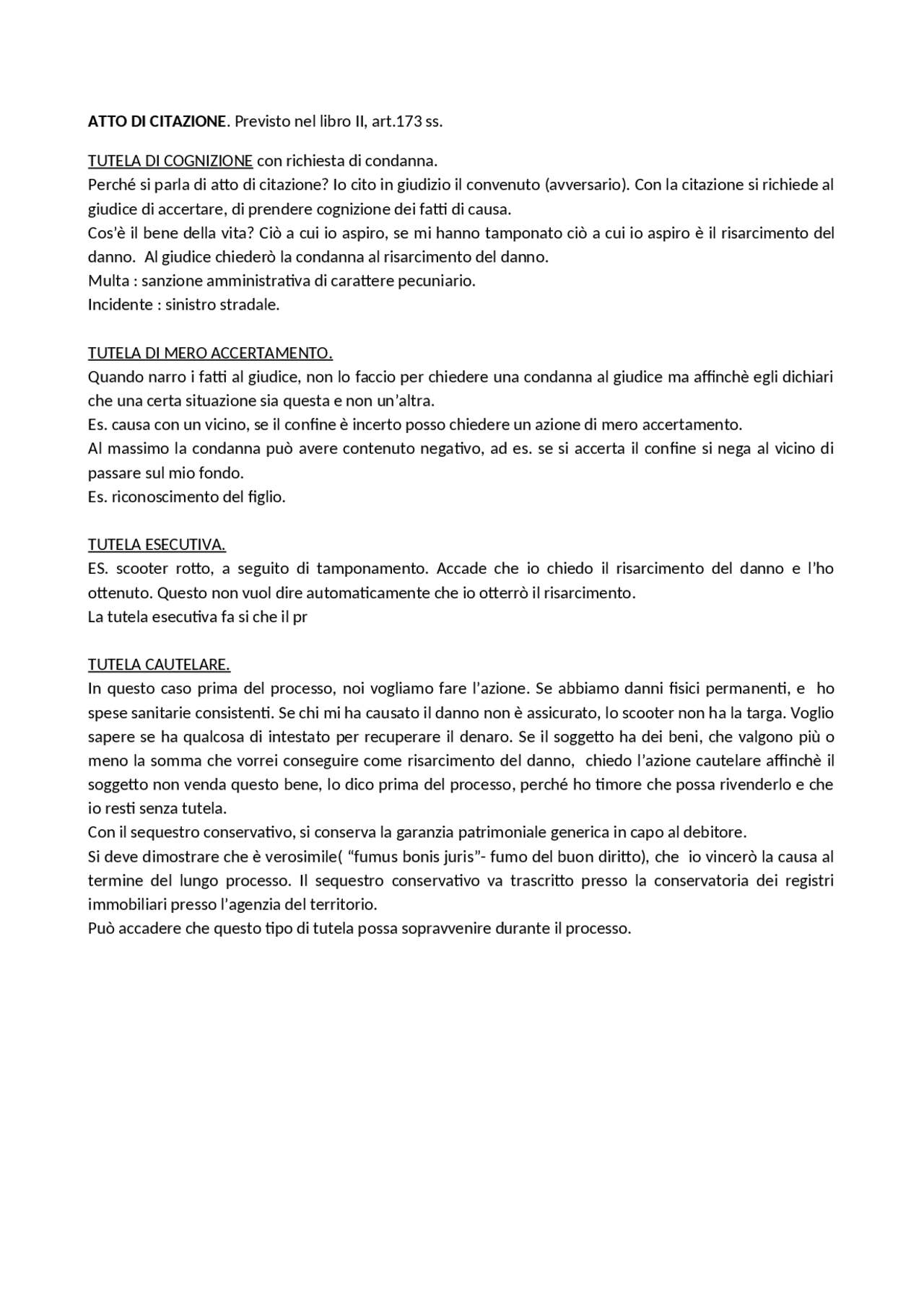Appunti Prima Lezione Procedura Civile Docsity