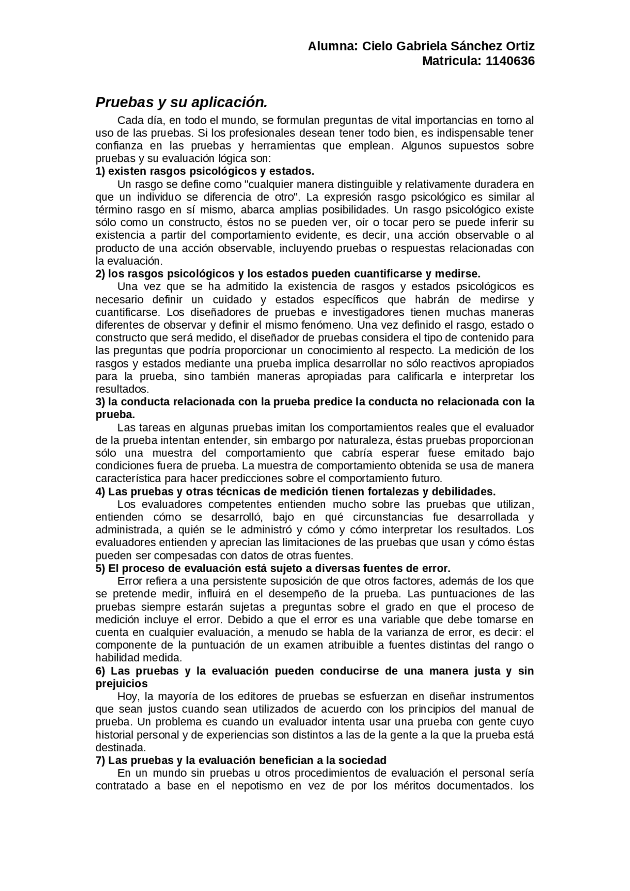 Pruebas Psicológicas Y Aplicación Docsity