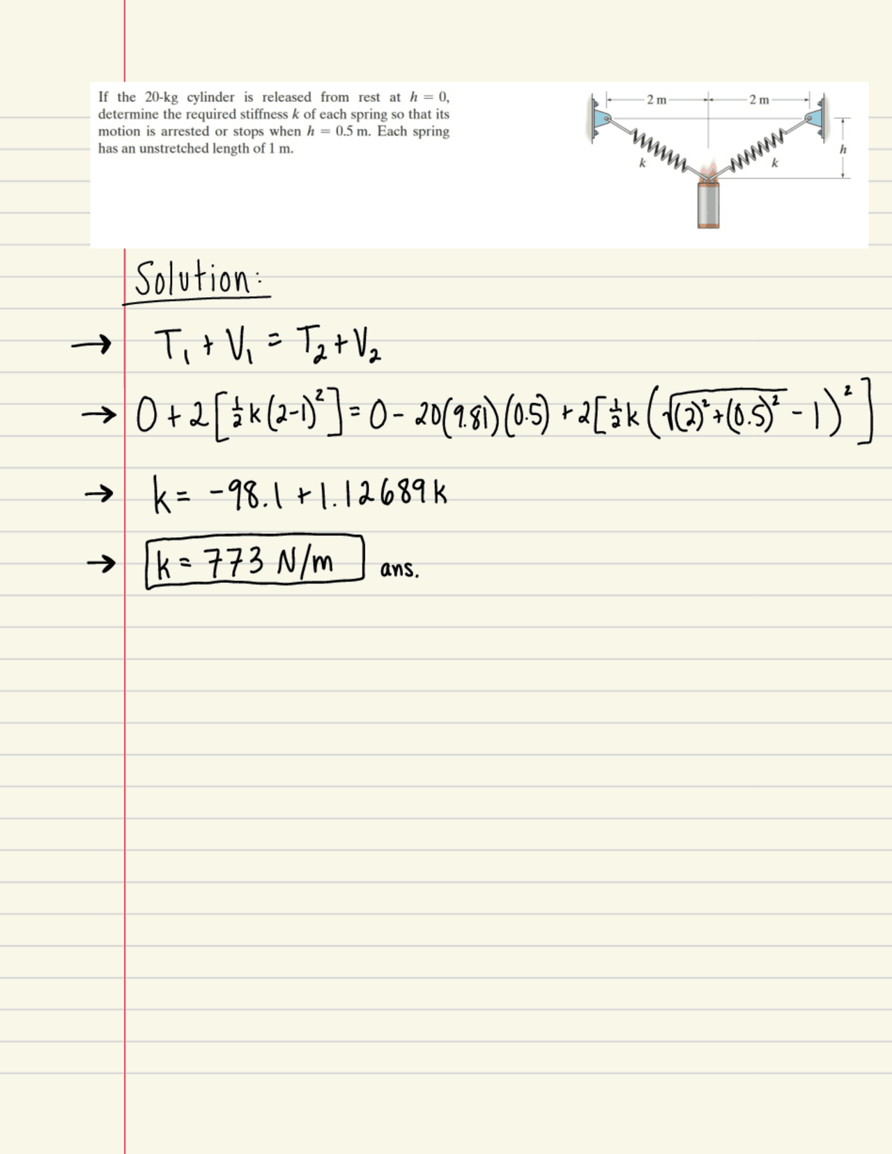 Single Exercise And Solution In Dynamics Docsity