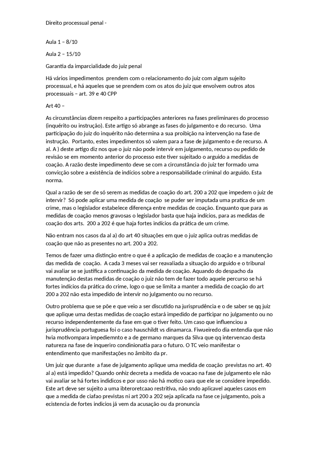Aulas Direito Processual Penal Docsity
