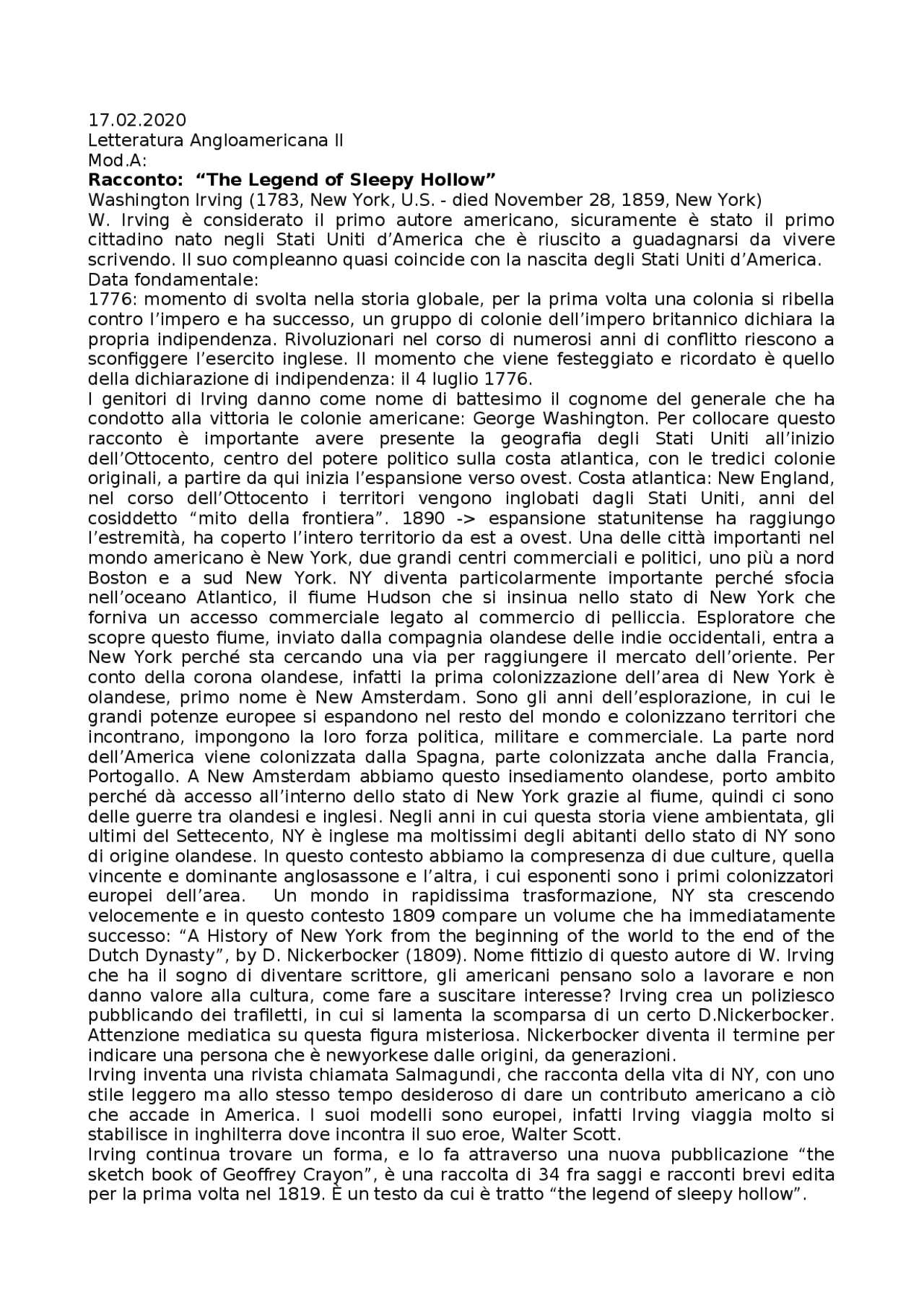 Appunti Letteratura Angloamericana Modulo A Docsity