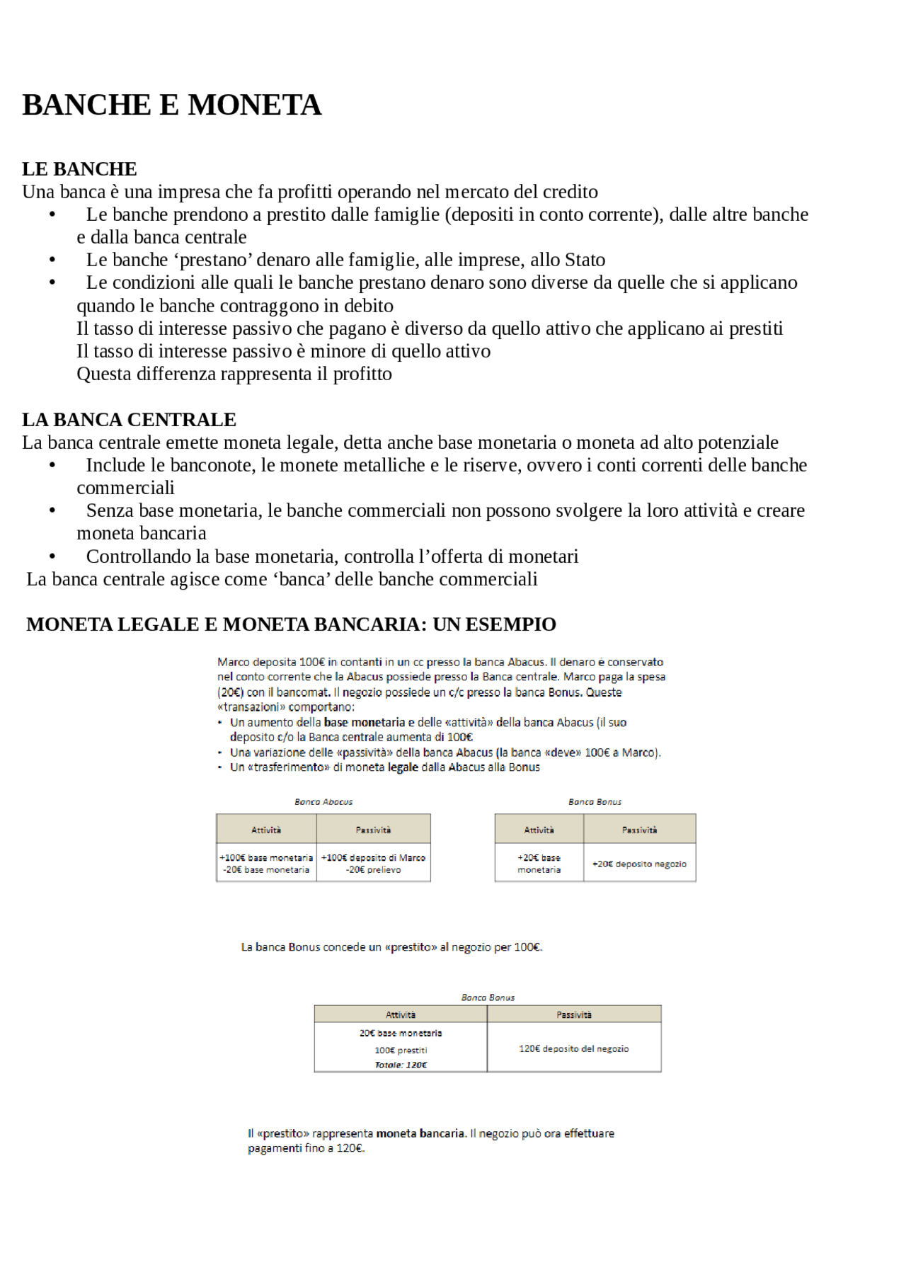 Riassunto Delle Slide Relativo E Banche E Monete Docsity