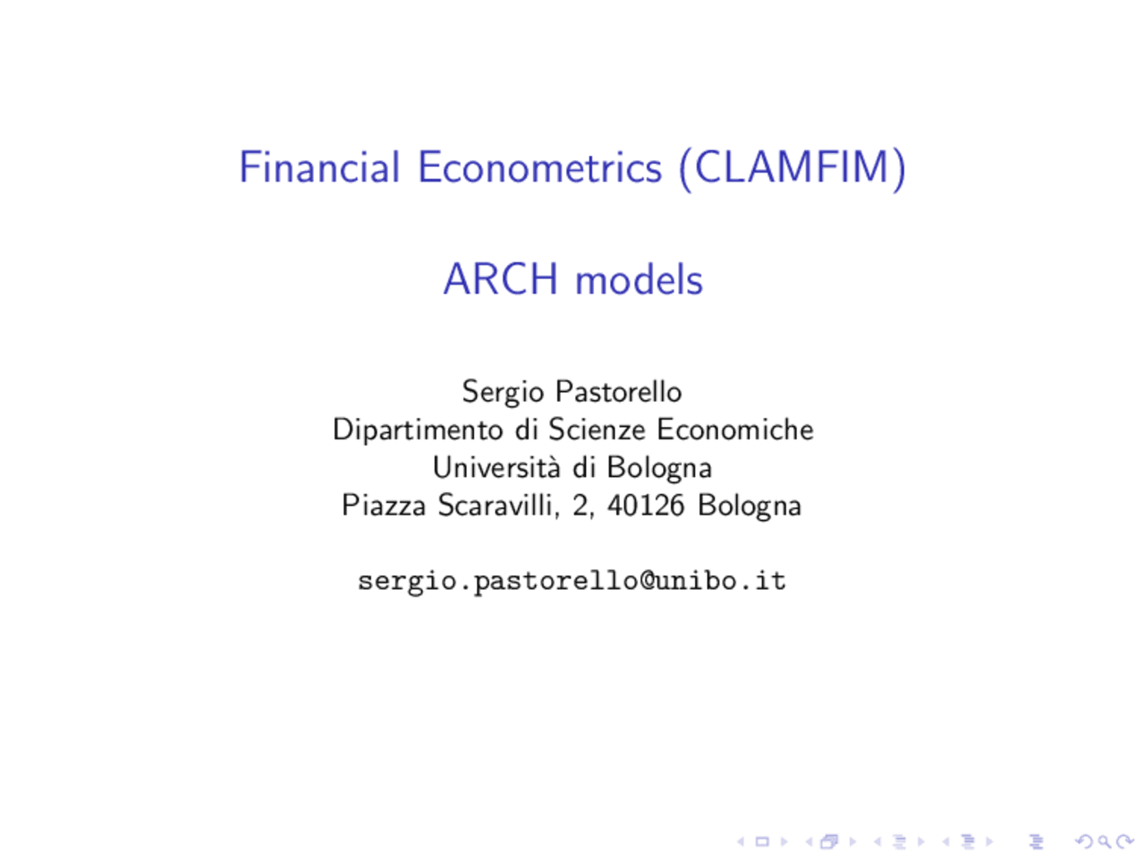Arch model financial econometrics - Docsity
