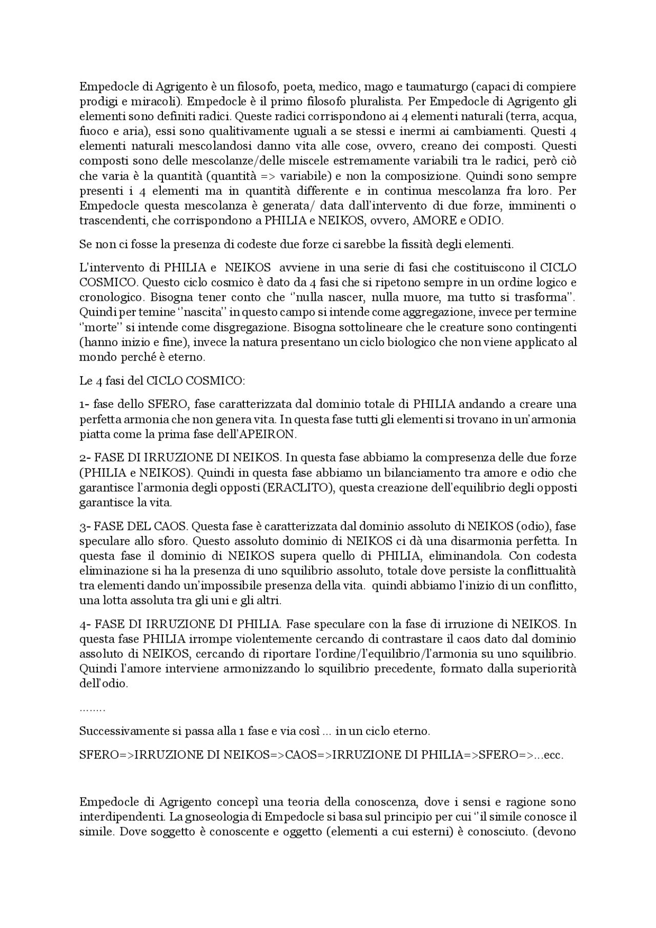 Filosofia Empedocle Docsity