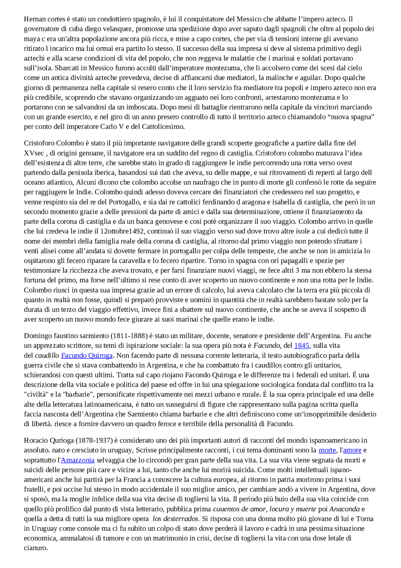 Appunti Letteratura Ispano Americana Docsity