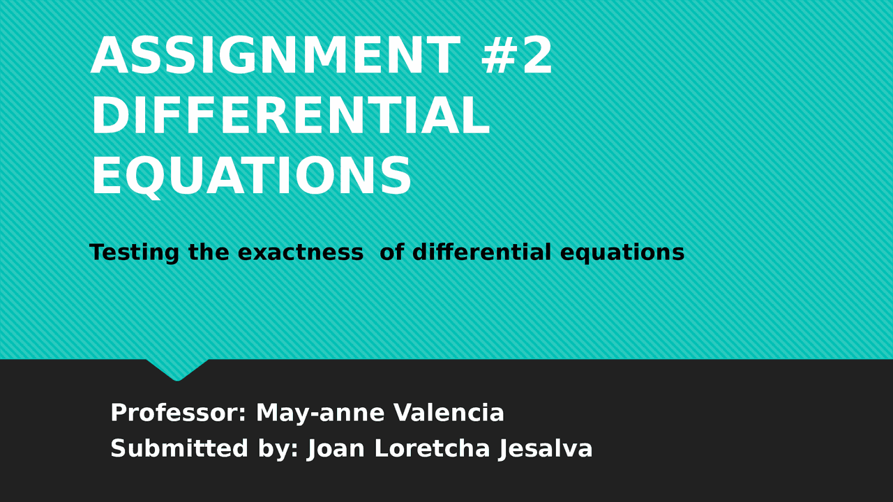 Differential Equations Docsity