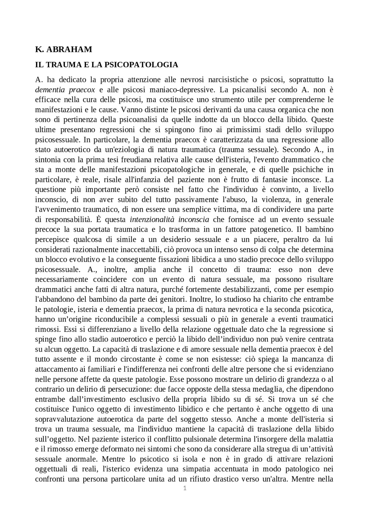 Riassunto Dettagliato Abraham Docsity