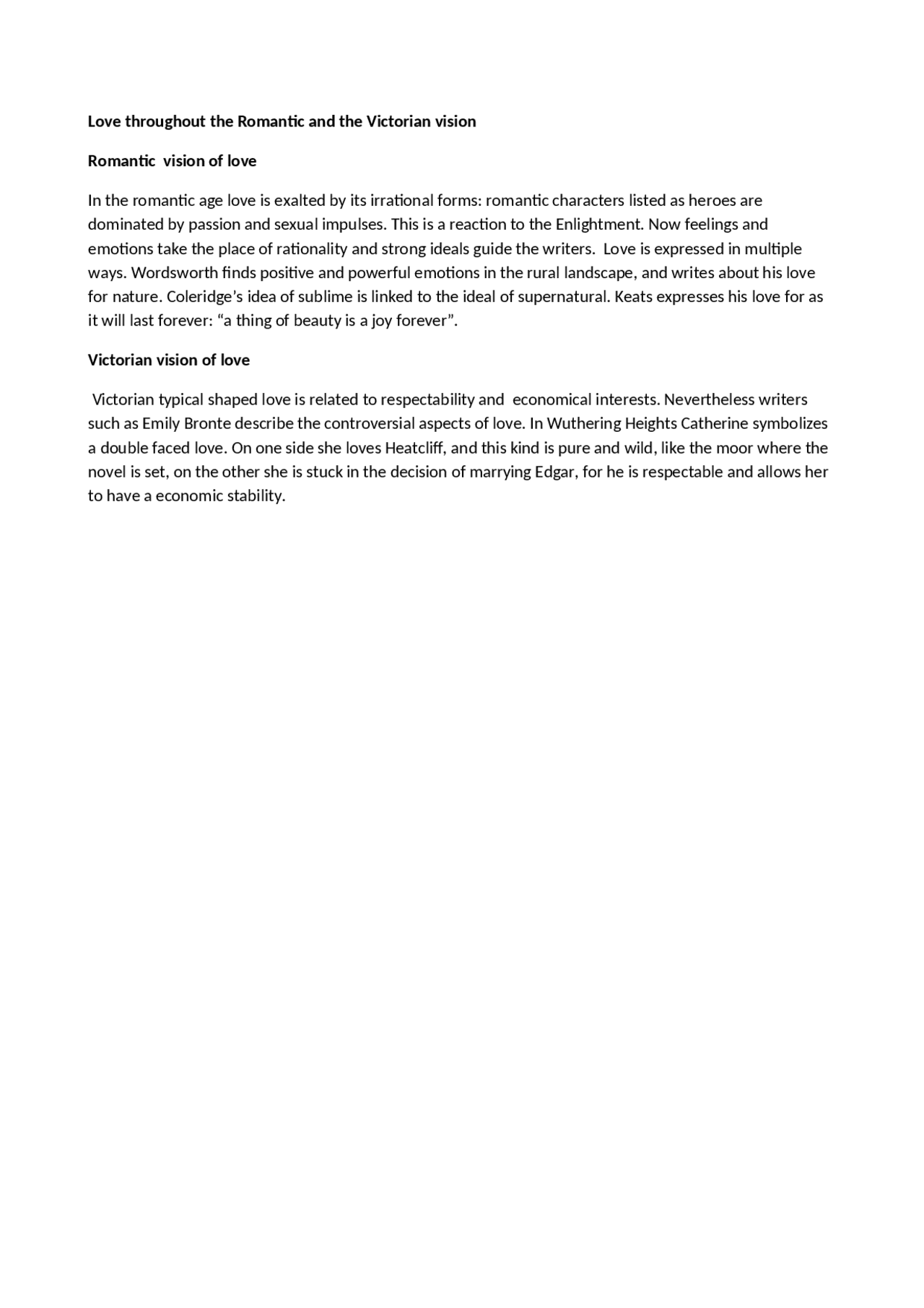 Romantic And Victorian Age Appunti Di Inglese Docsity