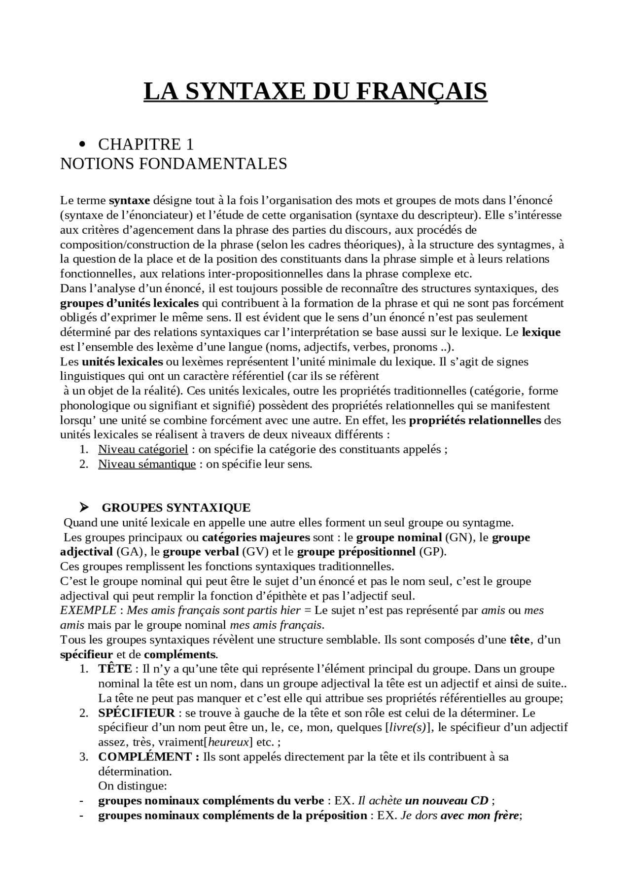 LA SYNTAXE DU FRANÇAIS di Dominique Maingueneau - Docsity