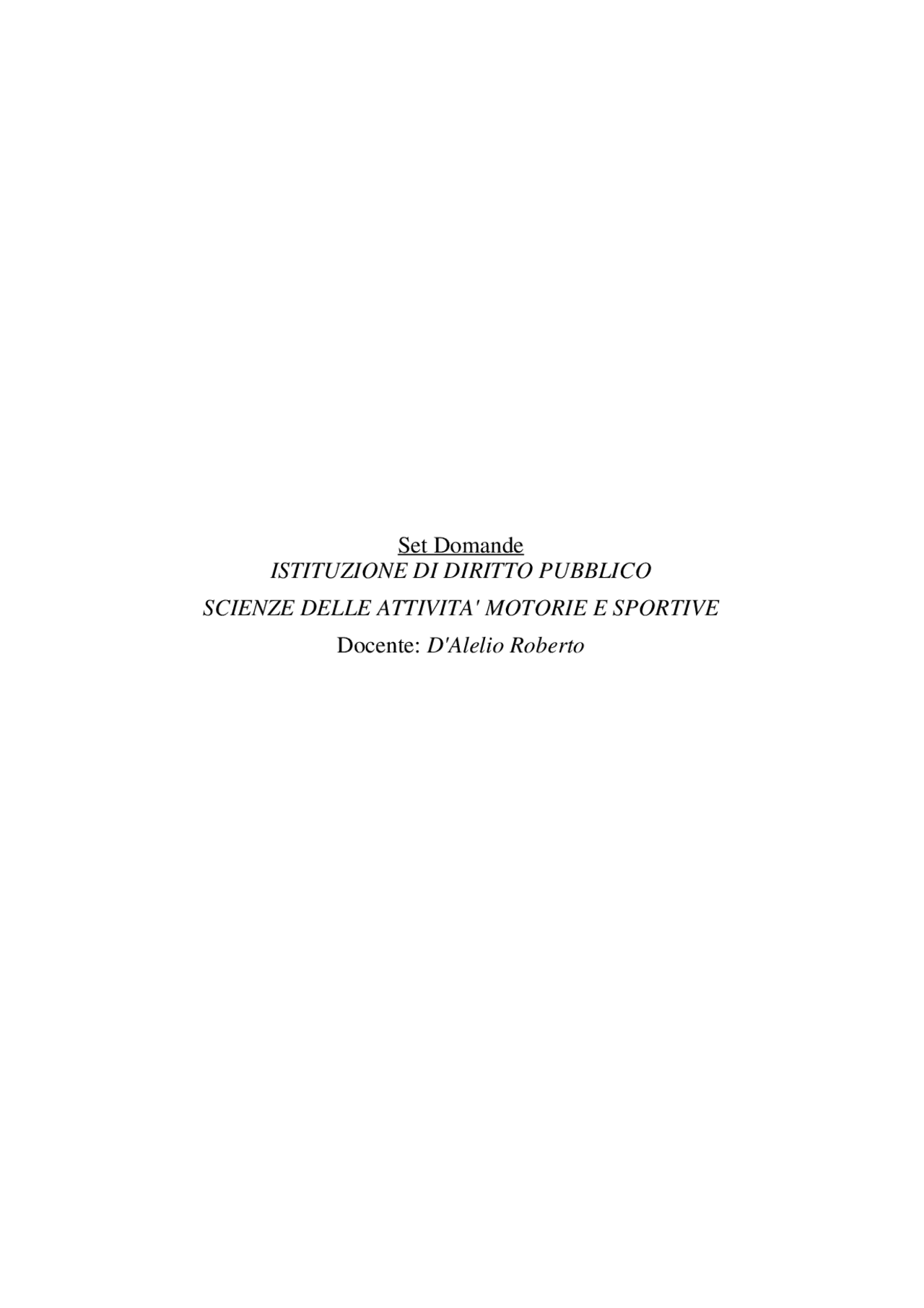 Paniere Diritto Pubblico Risposte Chiuse Prof Dalelio Roberto Scienze
