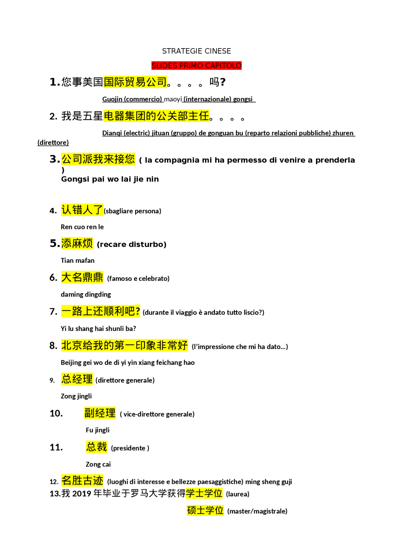 Strategie Comunicative Lingua Cinese Docsity