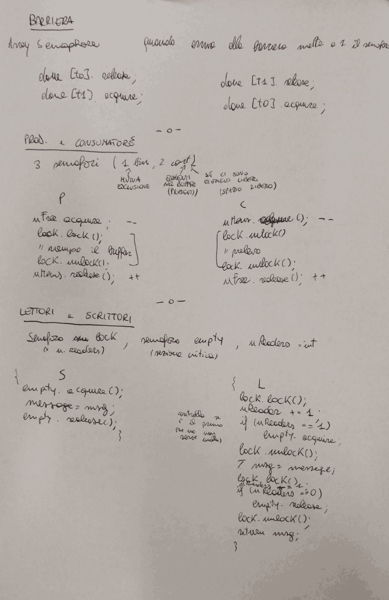 Algoritmi sistemi operativi ( Semofori e monitor) - Docsity