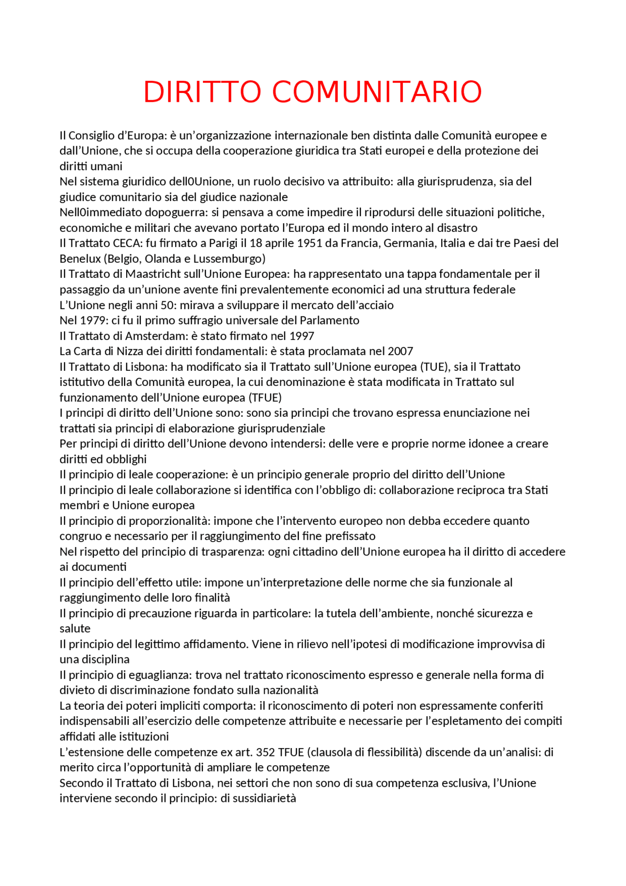 Diritto Comunitario Scienze Motorie Docsity