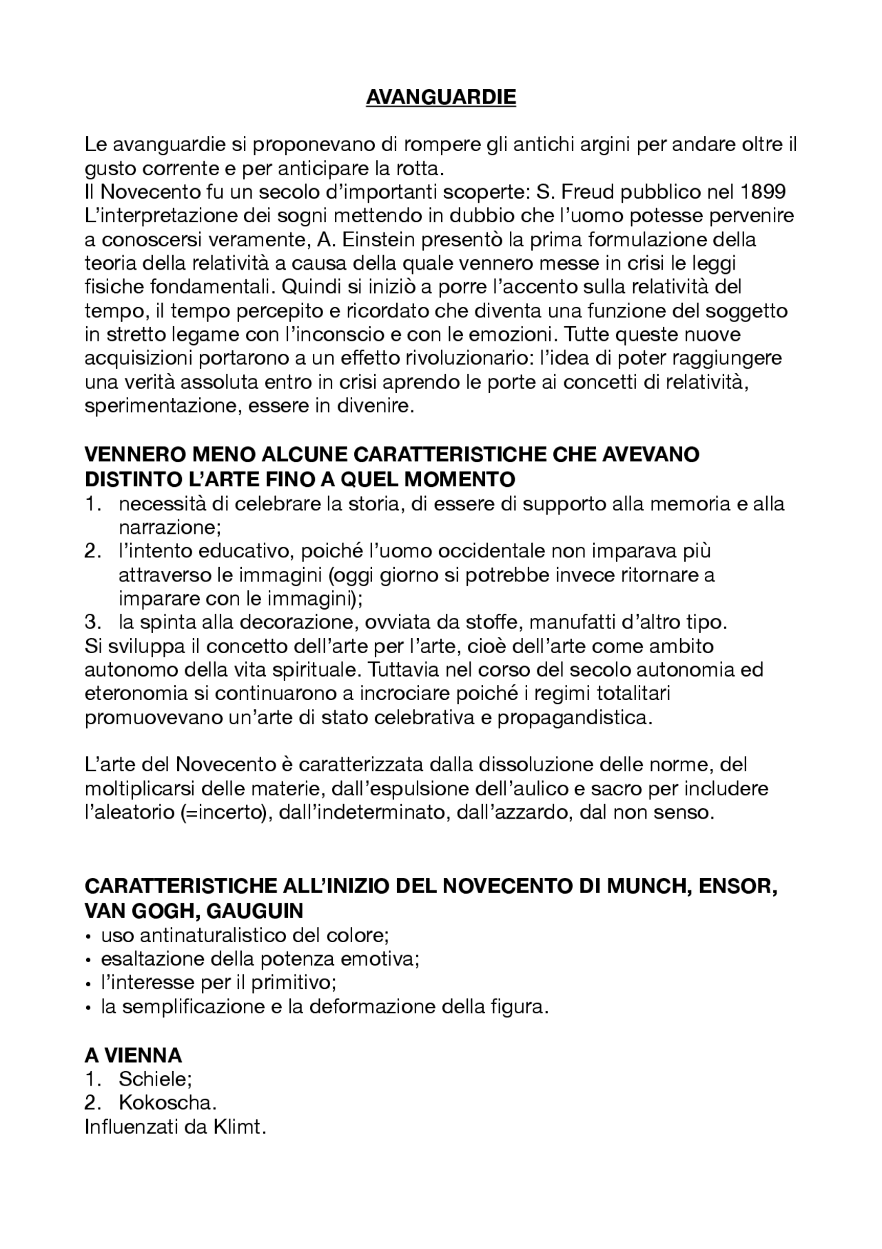 Riassunto Avaguardie Espressionismo E Cubismo Docsity