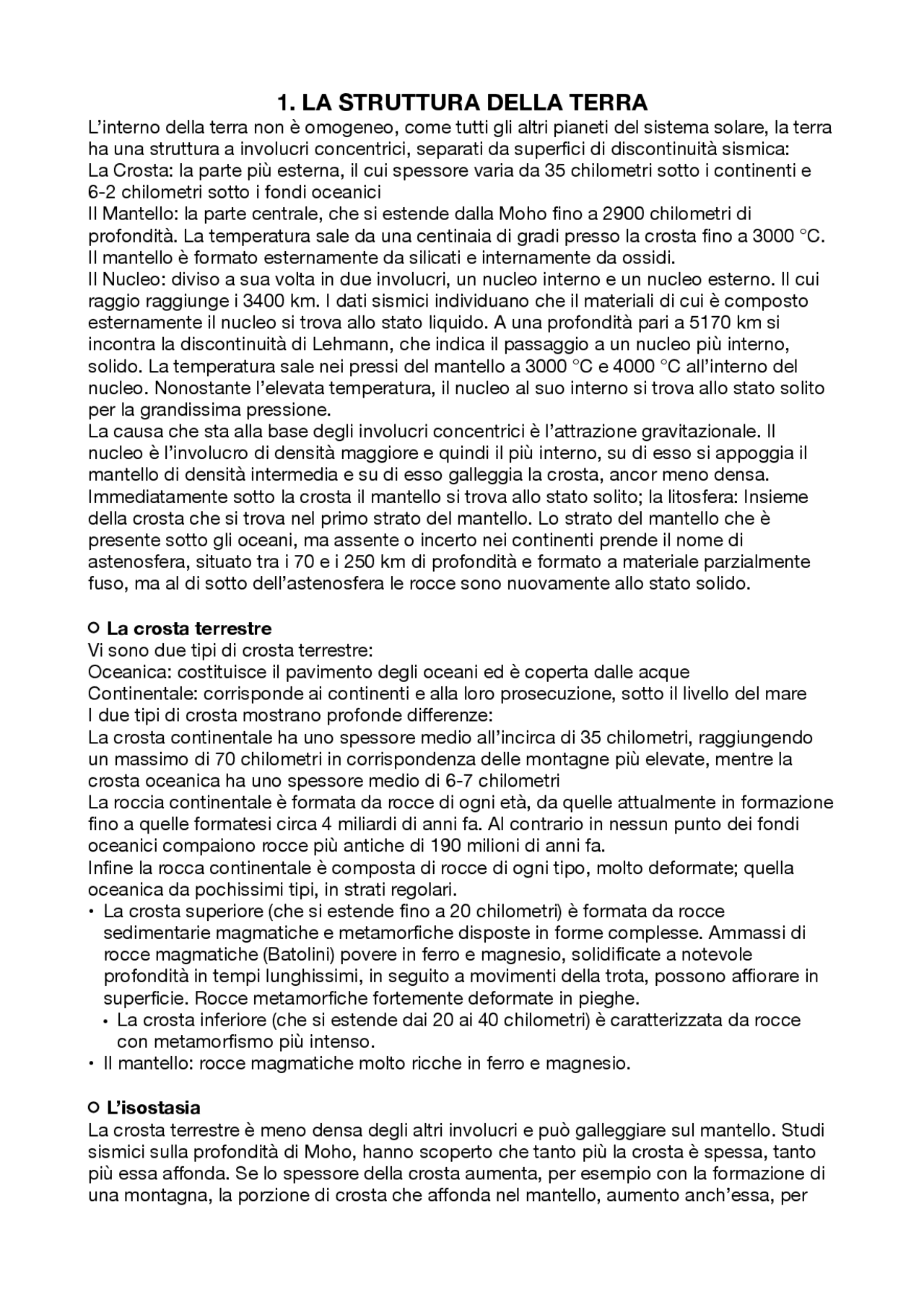 La struttura della terra - Docsity