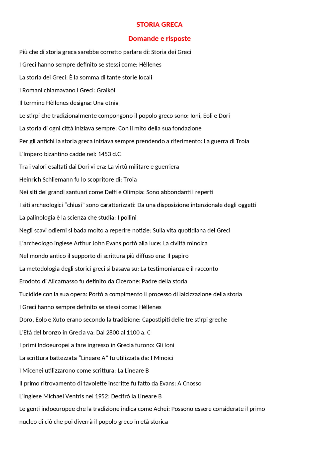 Pegaso Storia Greca Domande E Risposte Docsity