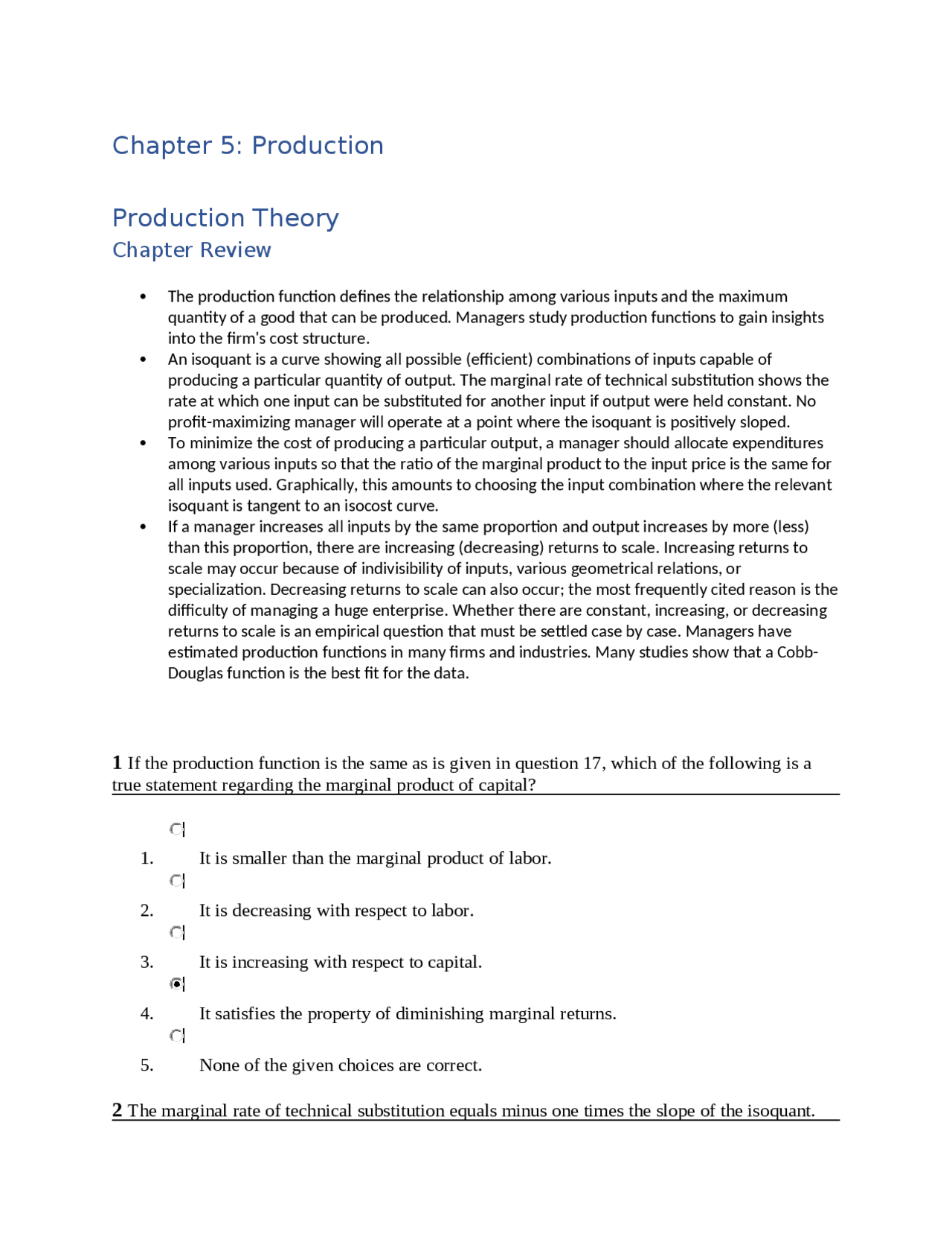 Production Function Microecon Docsity