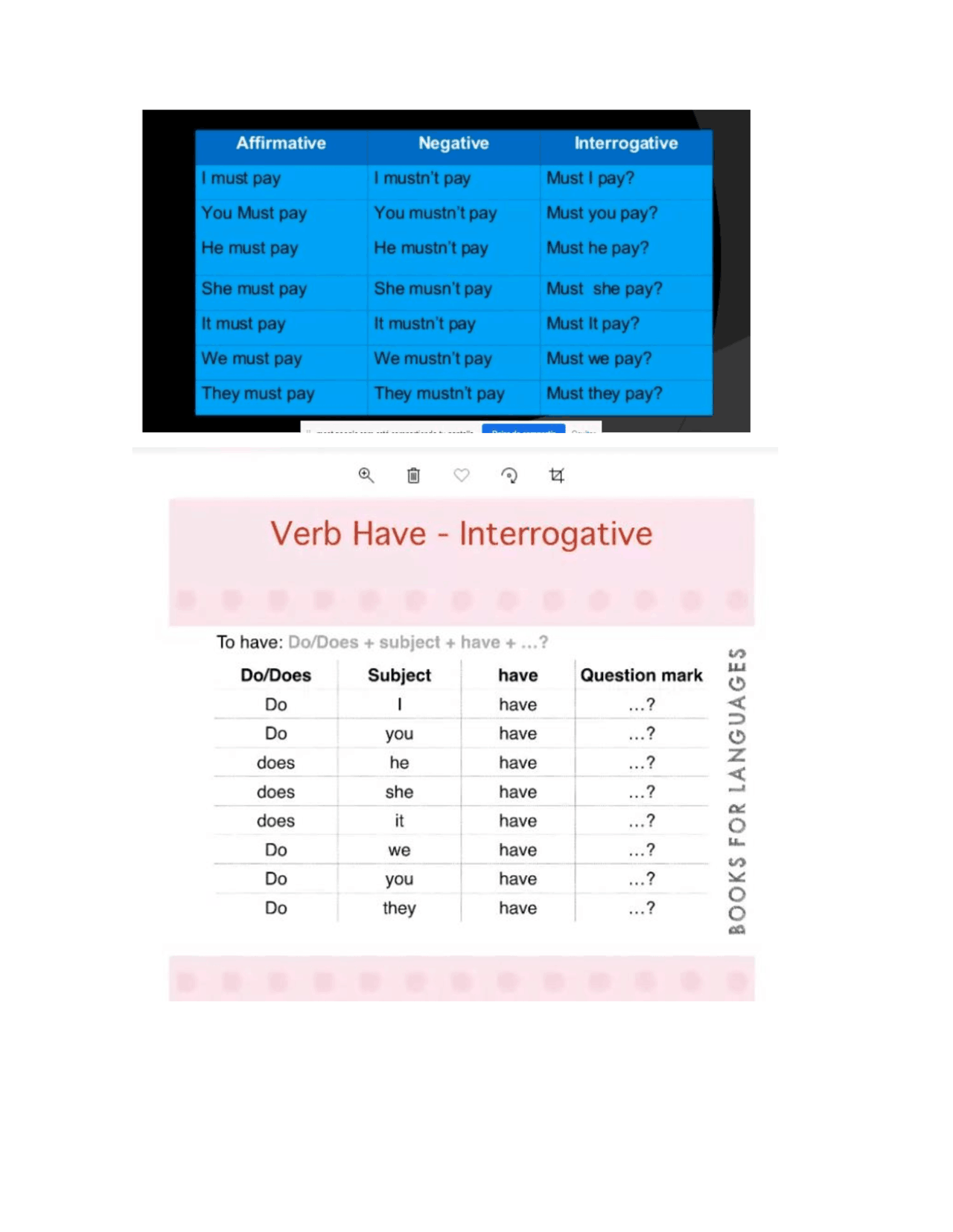 Estructuras de must, do y does en oraciones en ingles - Docsity