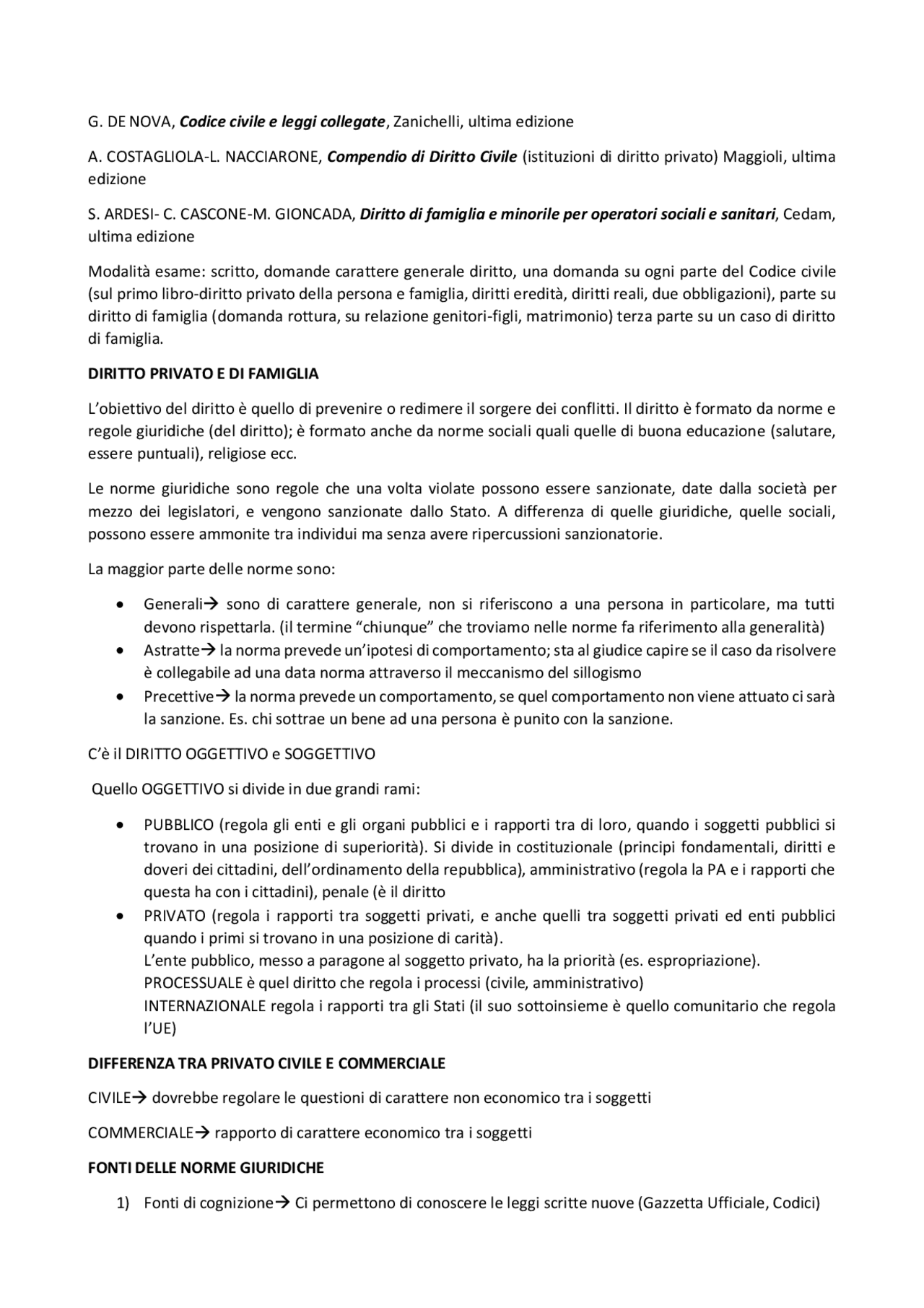 Appunti Diritto Privato E Famiglia Docsity
