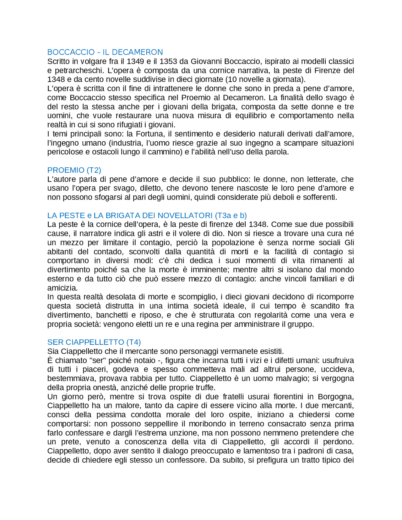 Schema Novelle Decameron - Docsity