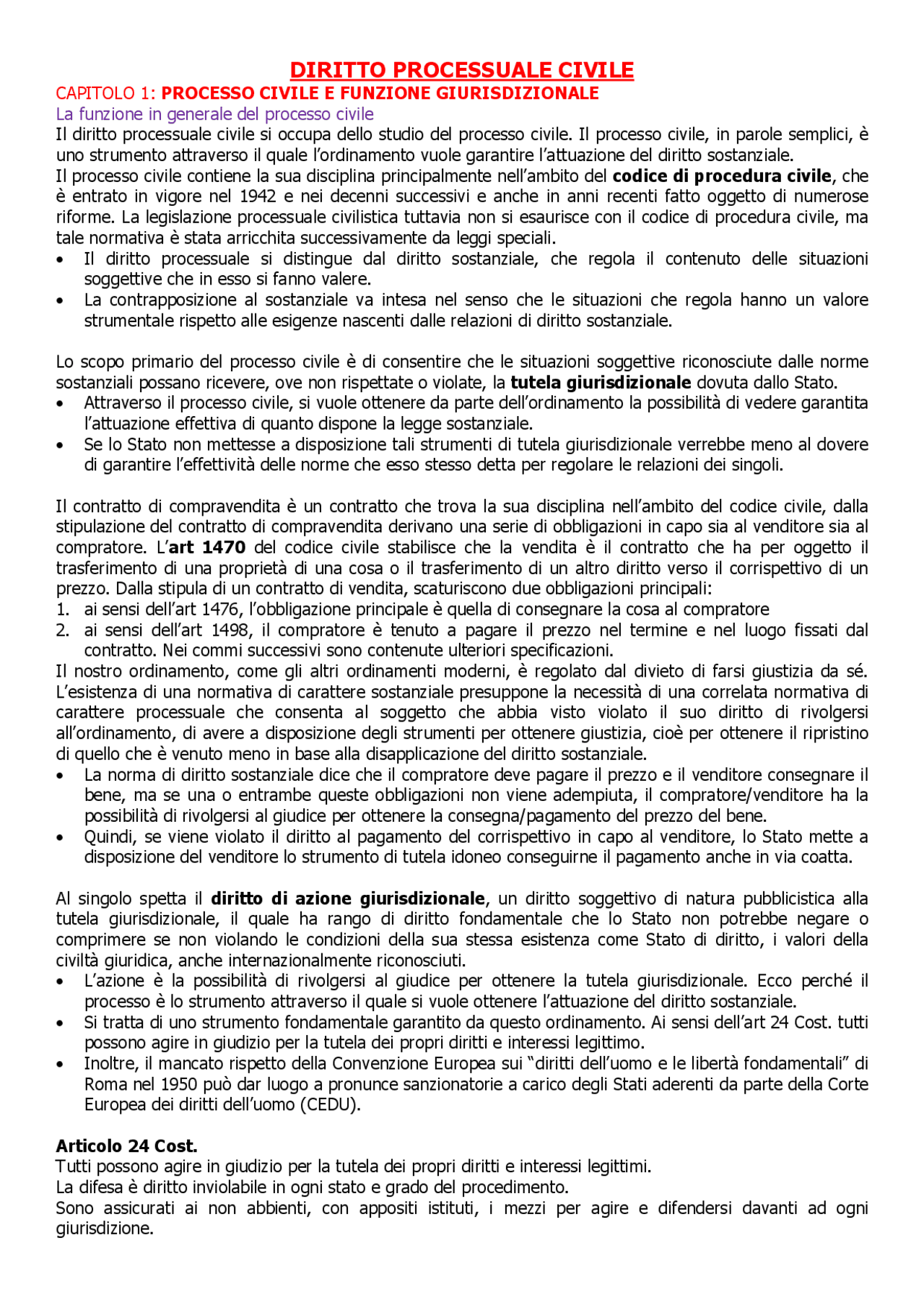 Diritto Processuale Civile Docsity