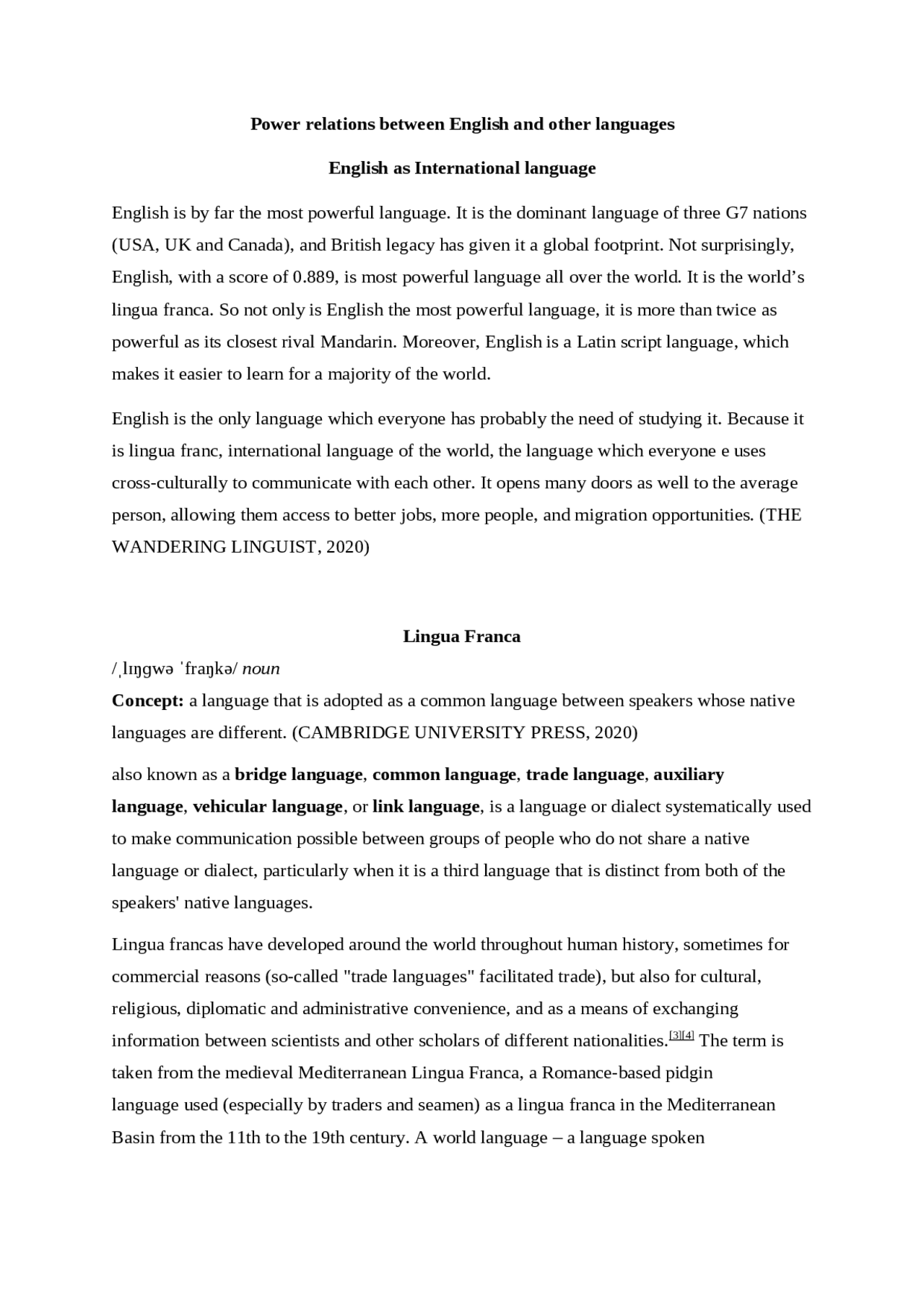 The Power of English - Docsity