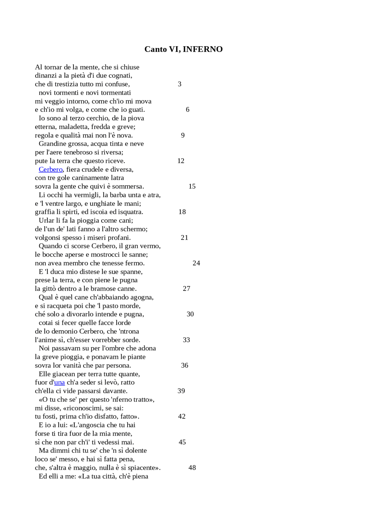 Canto VI, INFERNO (Divina Commedia) - Docsity