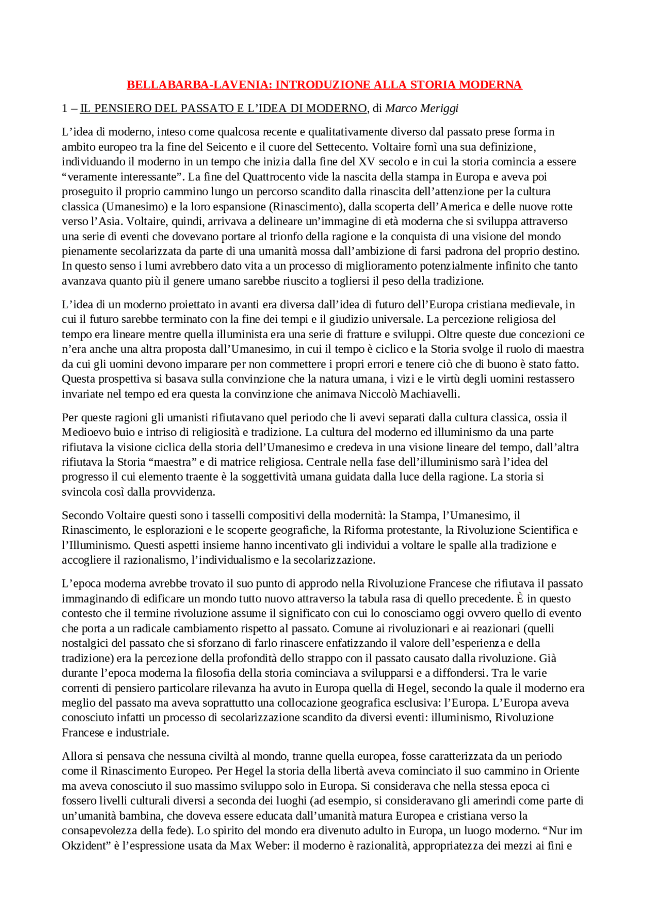 Introduzione Alla Storia Moderna Docsity