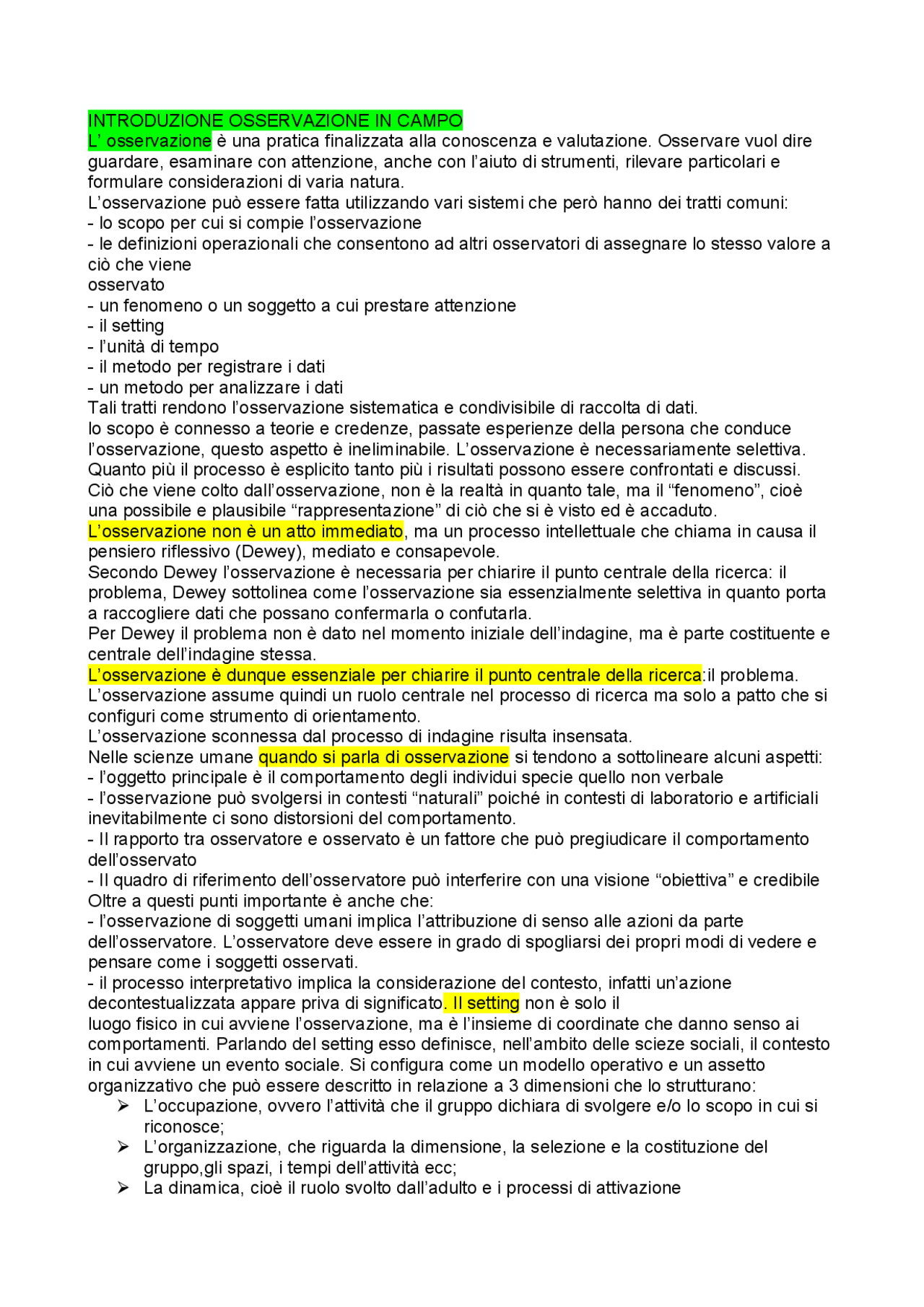 Osservazione In Campo Riassunto Più Concetti Chiave Docsity
