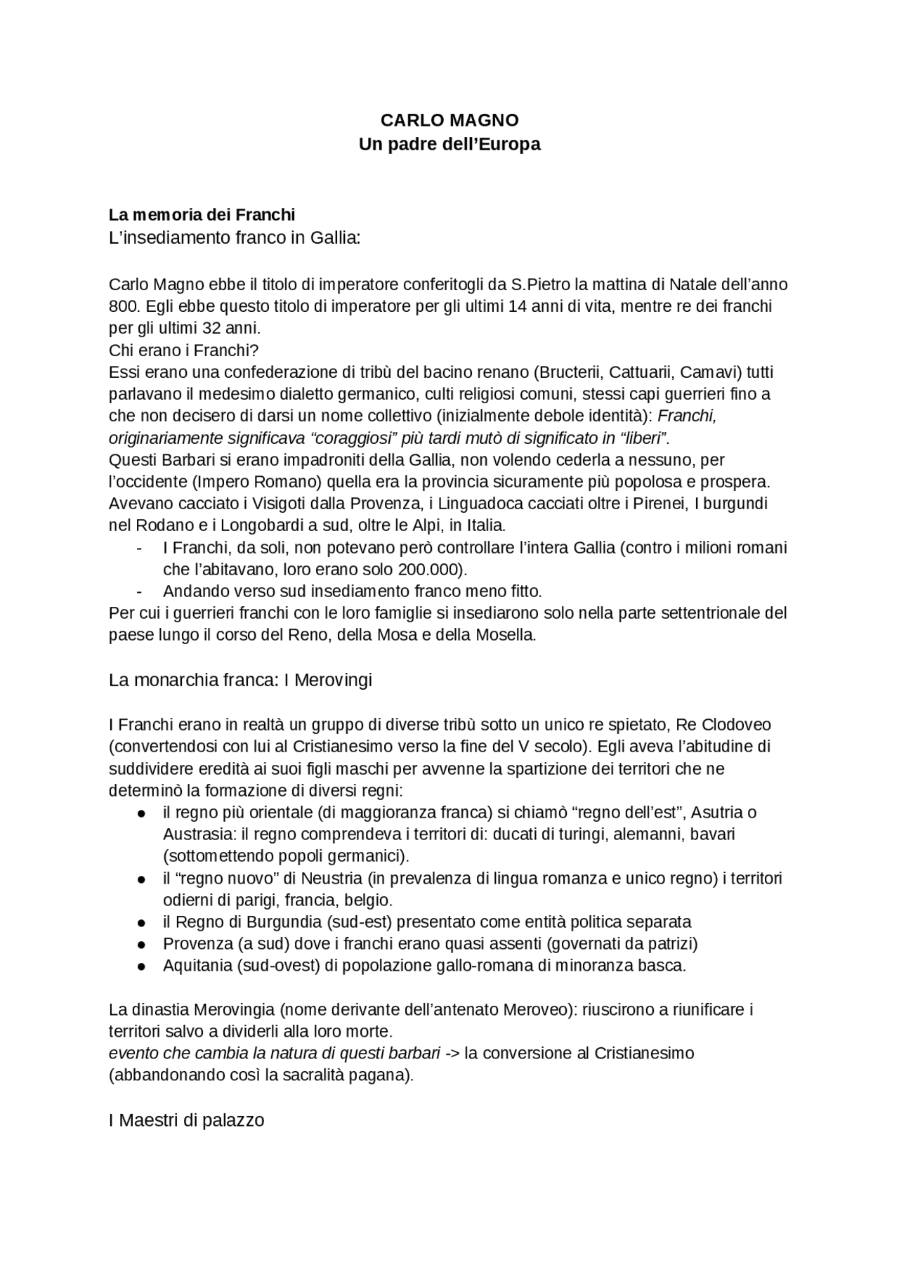 Carlo Magno Un Padre Delleuropa Barbero Docsity