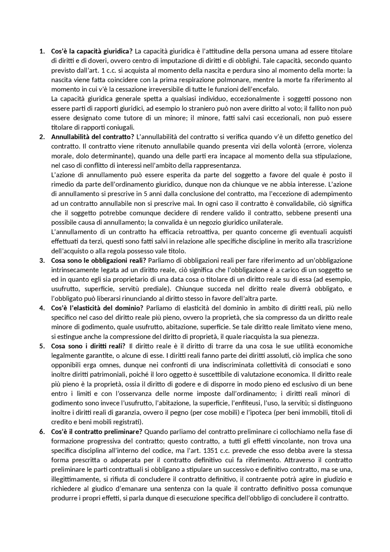 Domande E Risposte Diritto Privato I Esercizi Di Diritto Privato