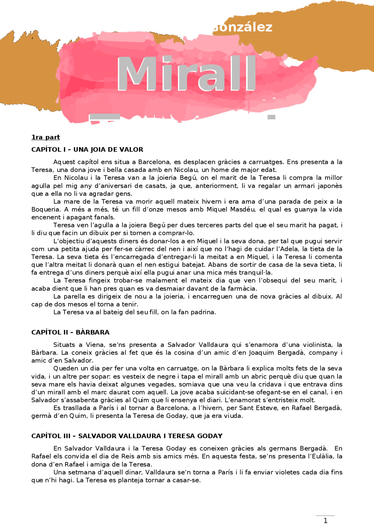 Resum Mirall Trencat Docsity