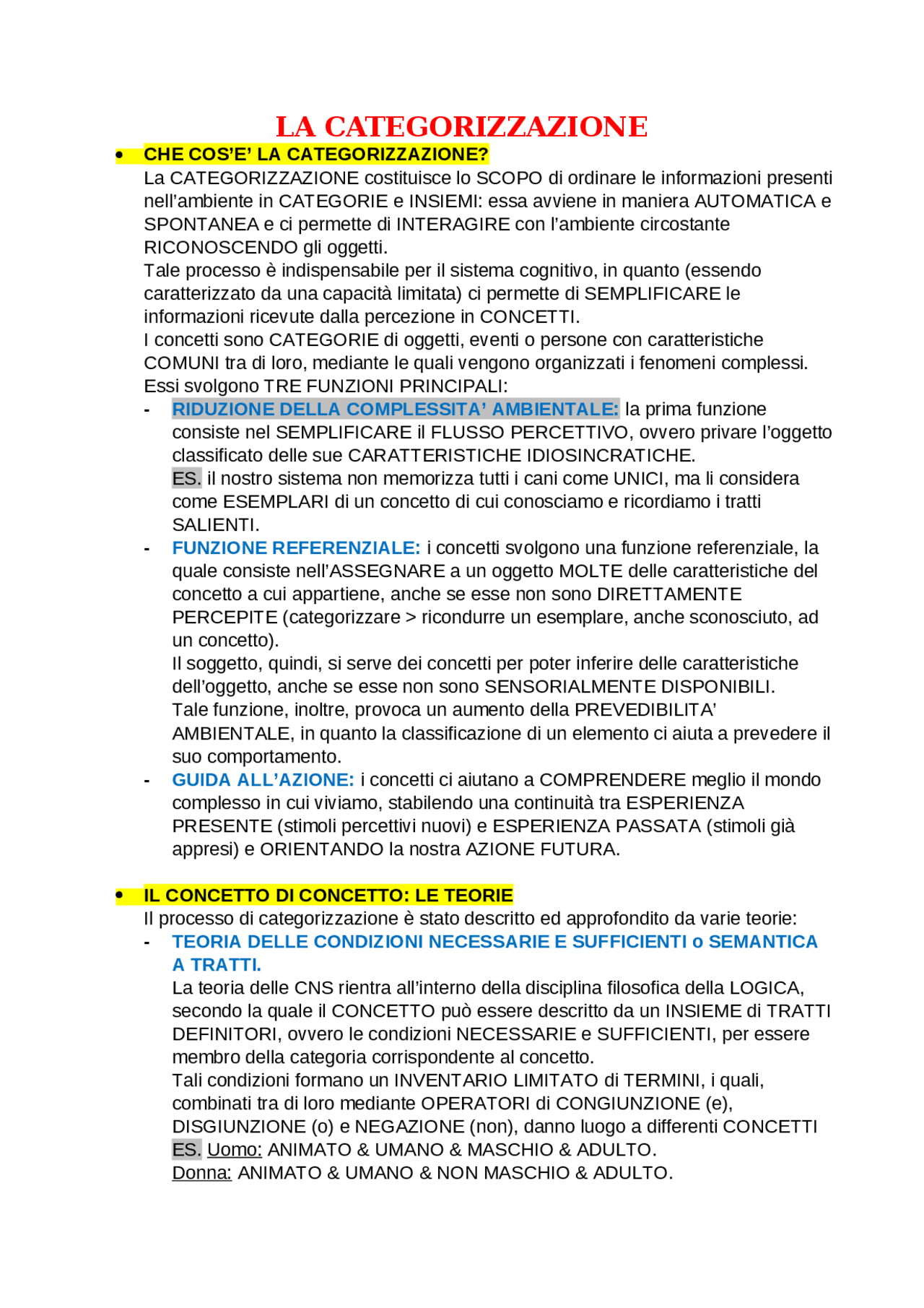 La Categorizzazione Docsity