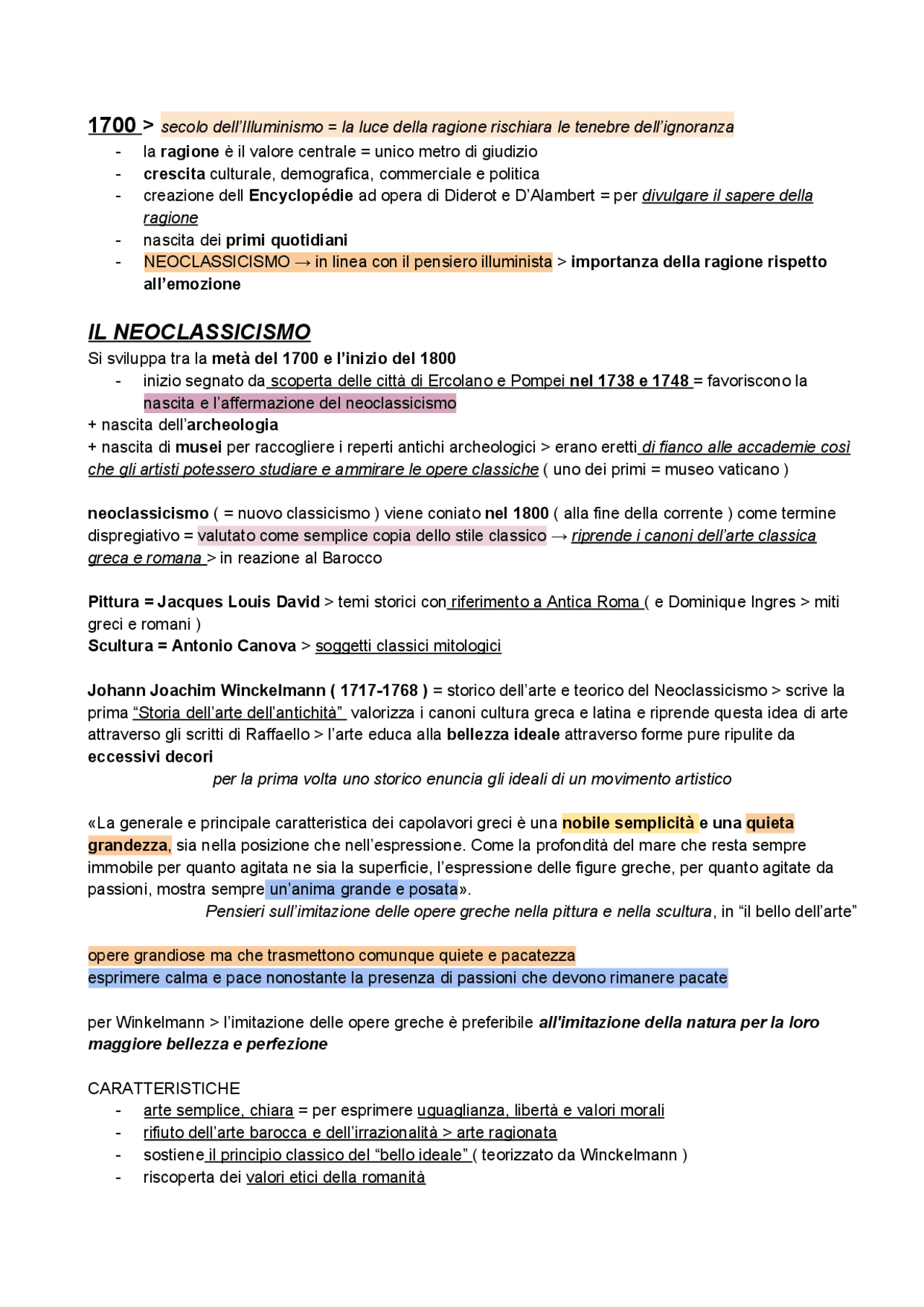 Il Neoclassicismo David E Canova Docsity