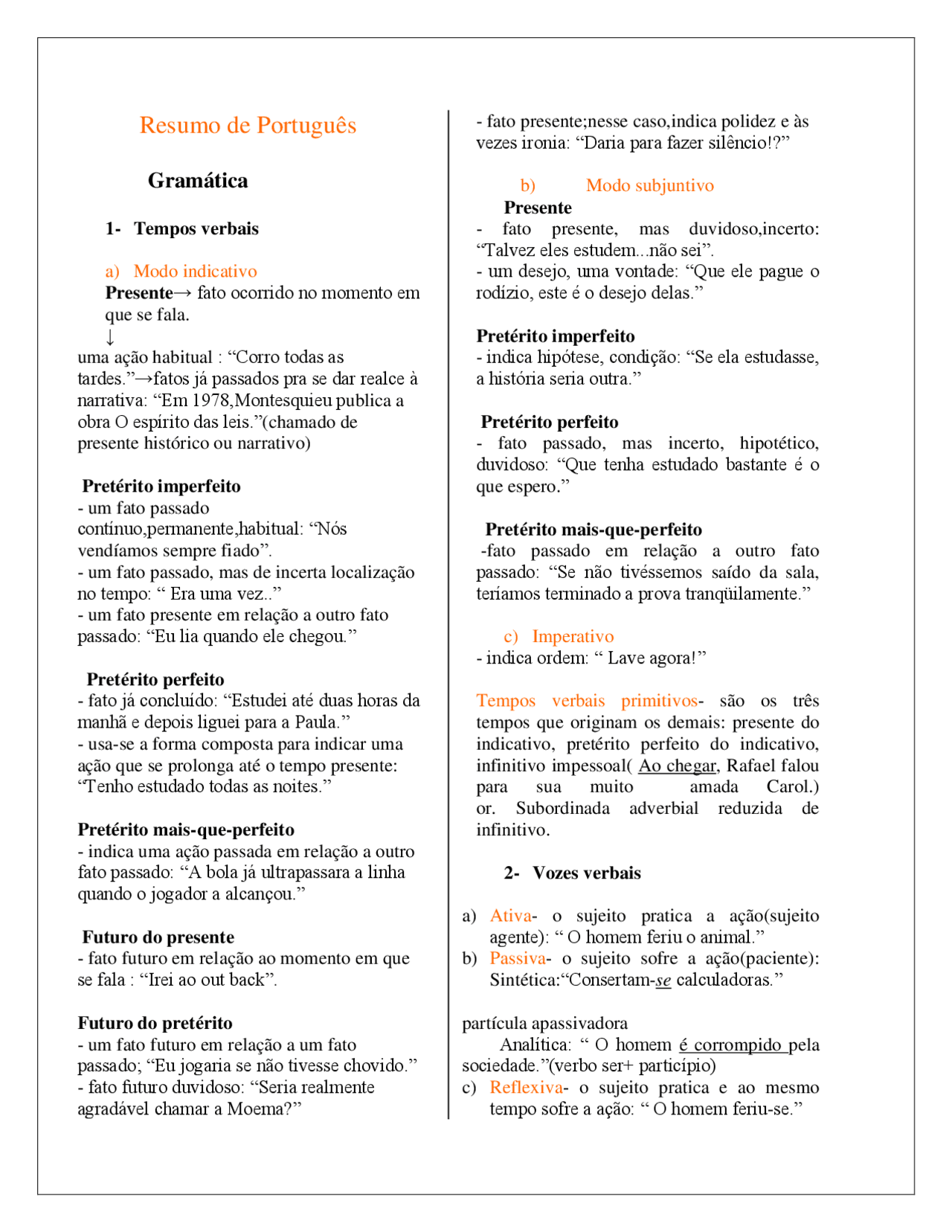 Gramatica resumida para estudar bem - Docsity